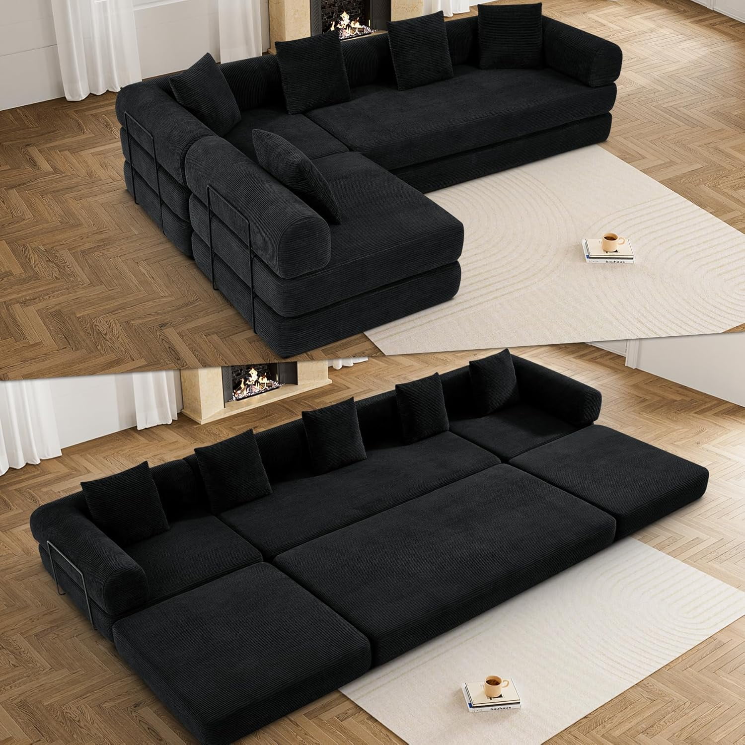 Modular Sectional Loveseat Sofa Cloud Boneless Couch, Modern Sleeper ...