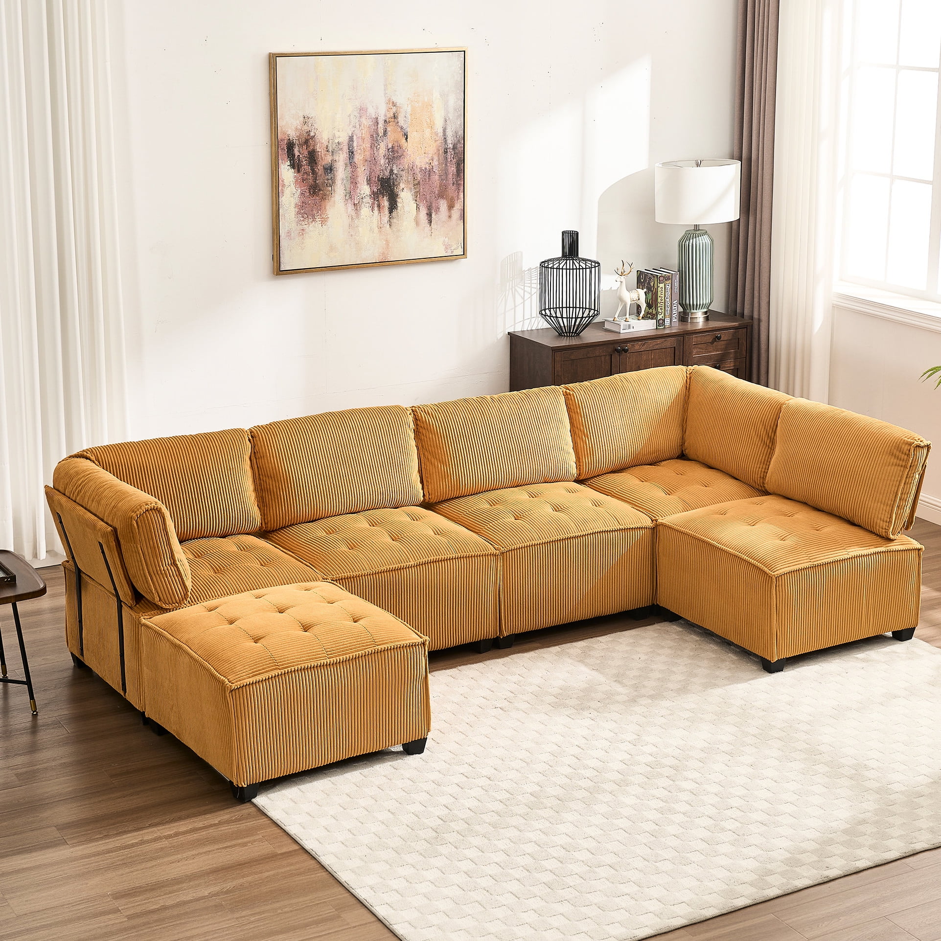Modular Sectional With Reversible Chaise, 6 Living Room Couch, Wearable ...