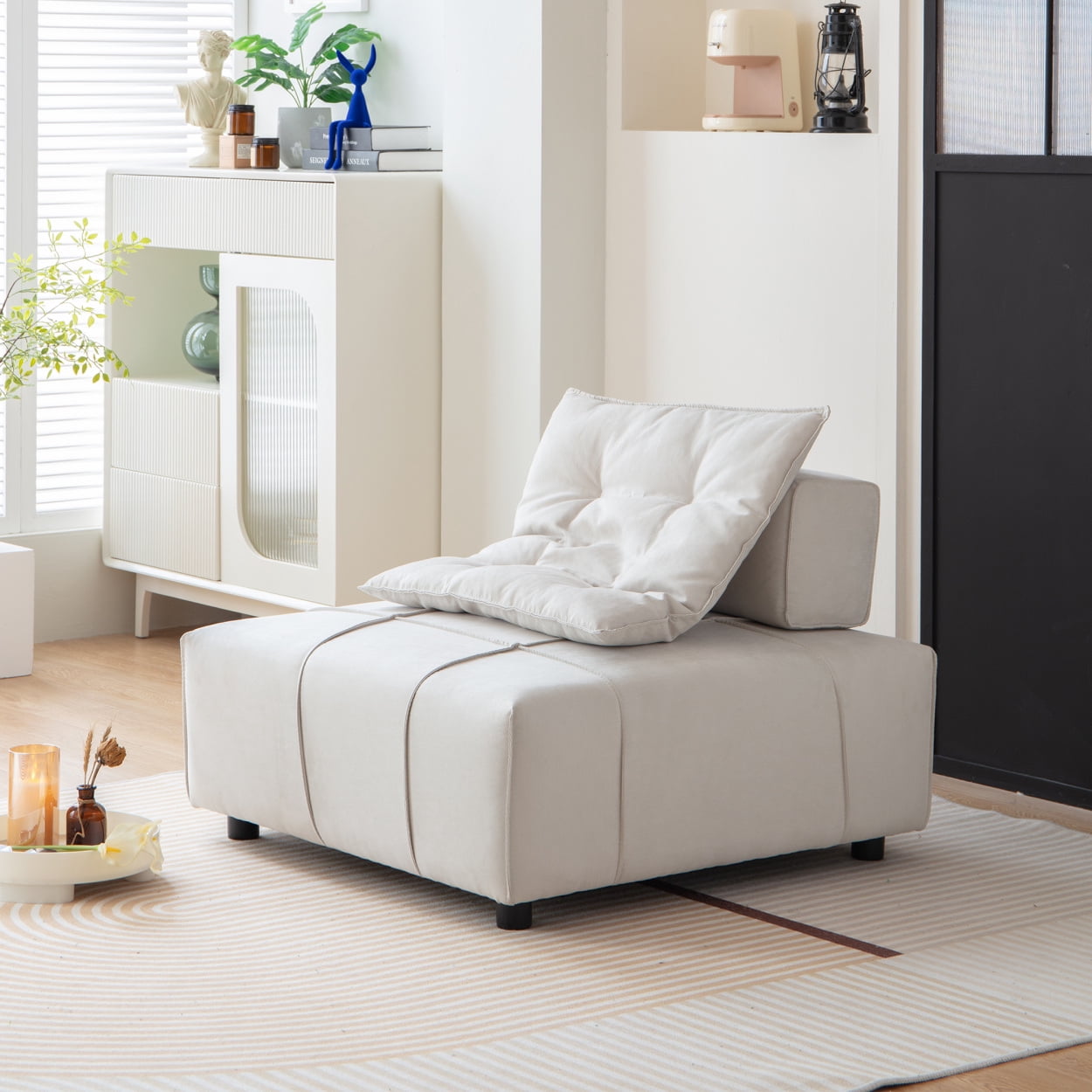 Modular Sectional Single Sofa, Armless Chair with Removable Back ...