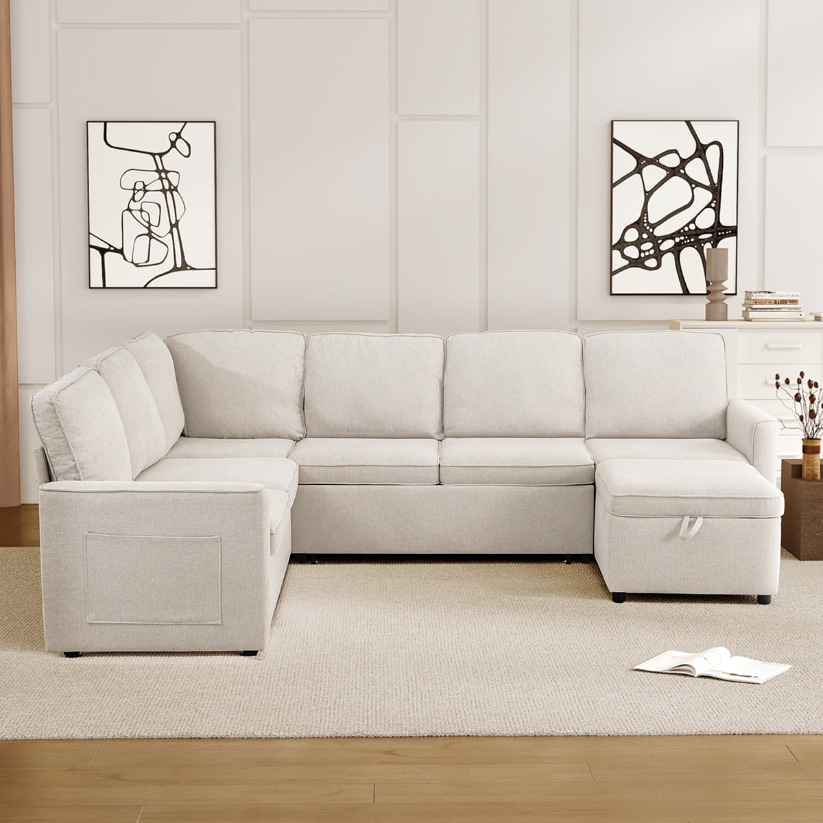 Modular Sectional Sleeper Sofa with Pull Out Bed L Shaped Sectional ...