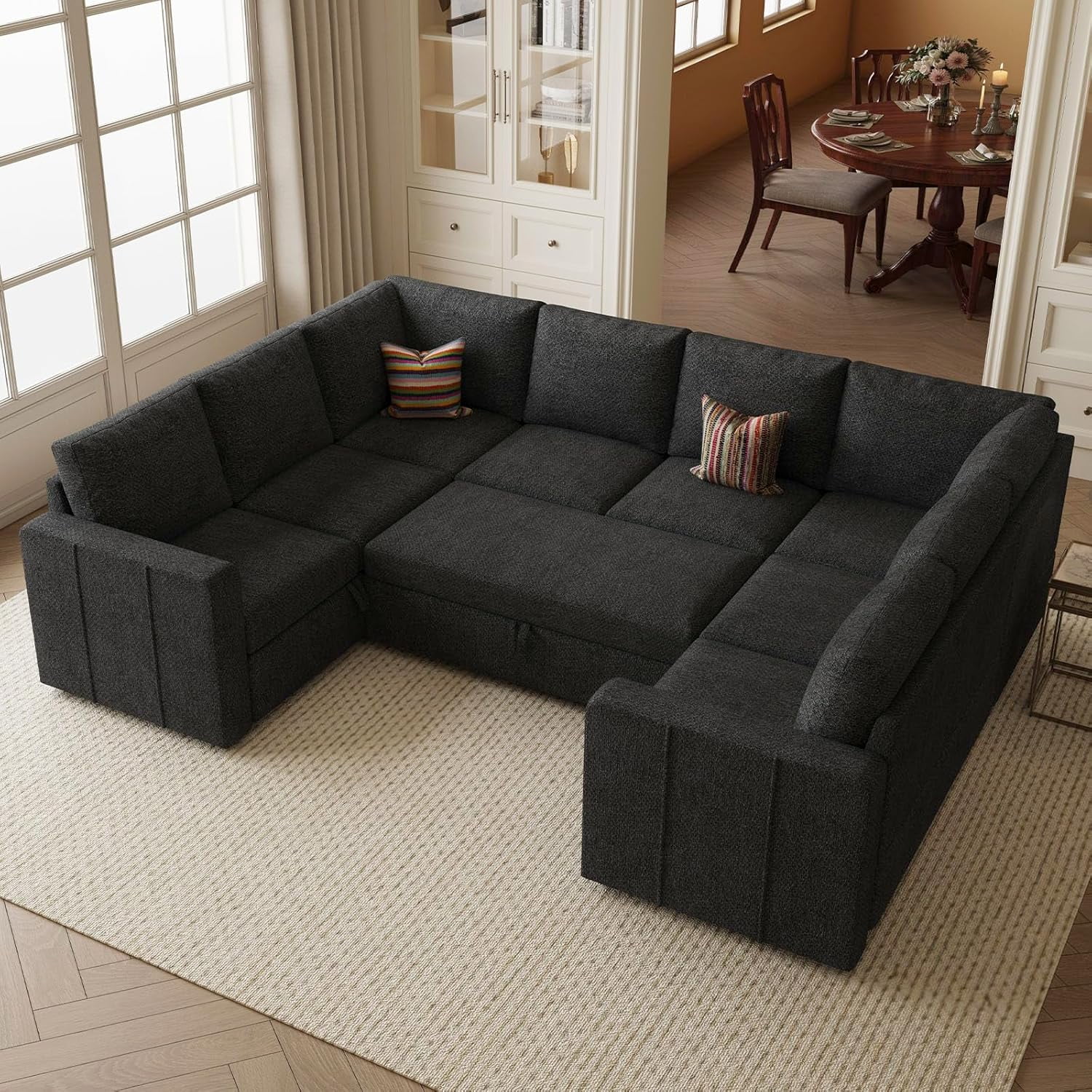 Modular Sectional Sleeper Sofa with Pull Out Couch, L Shaped Sleeper ...