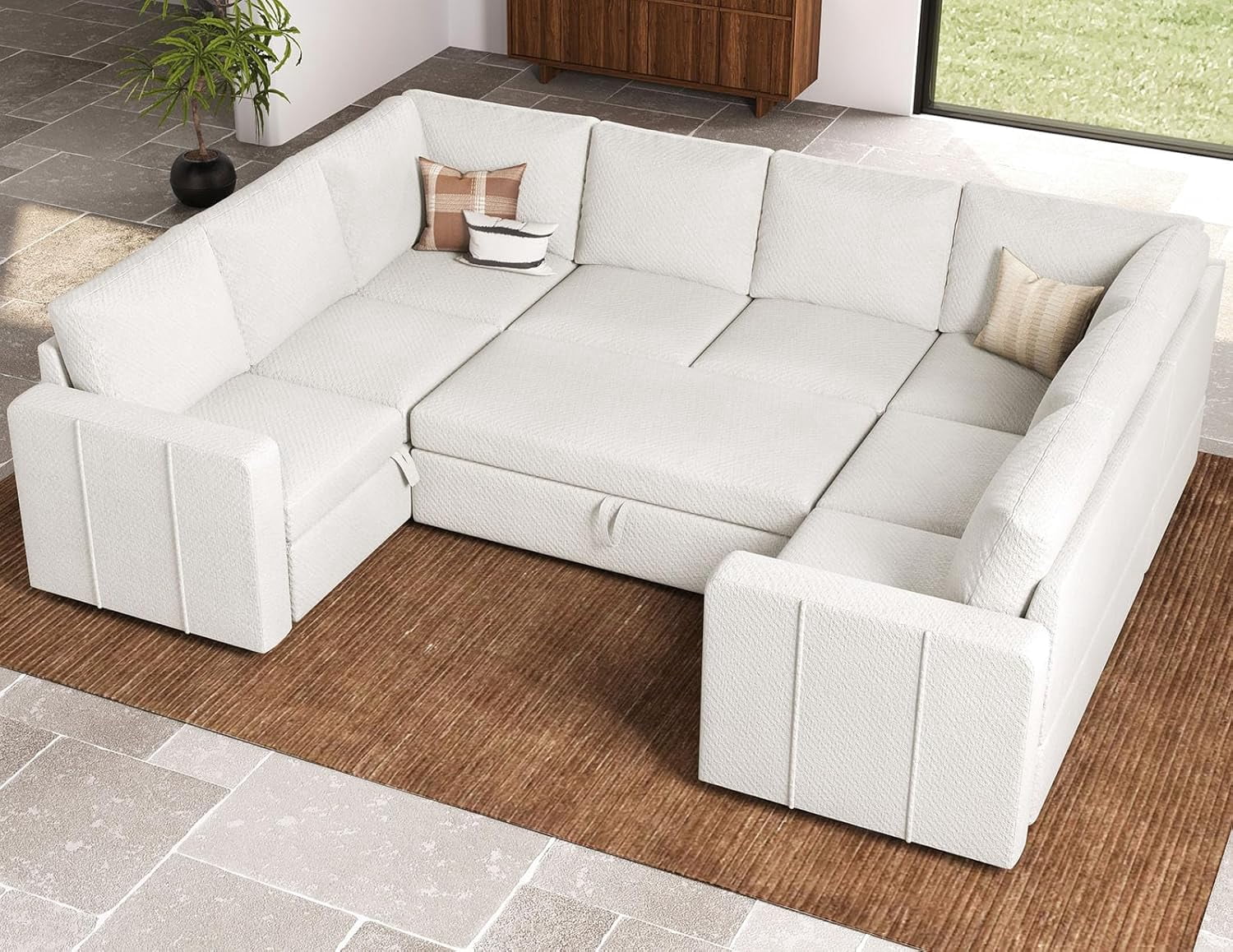 Modular Sectional Sleeper Sofa with Pull Out Couch, L Shaped Sleeper ...