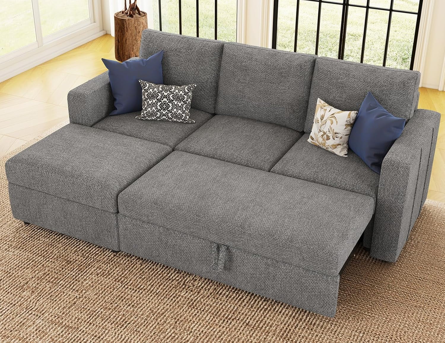 Modular Sectional Sleeper Sofa with Pull Out Couch, U Shaped Sleeper ...