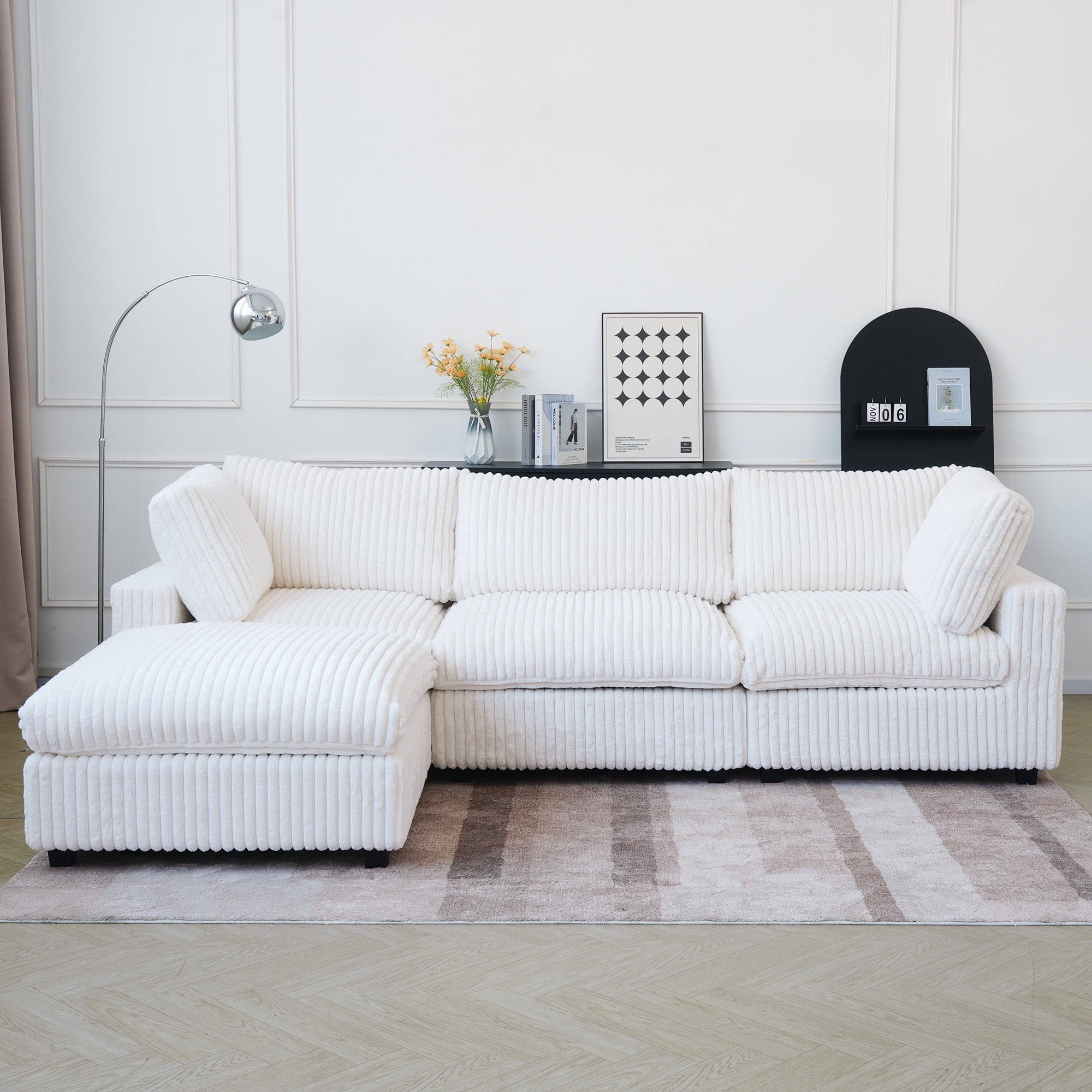 Modular Sectional Sofa,118.11" Oversized L Shaped Sofa with Ottoman,Plush Deep Seat Cloud Sofa ...