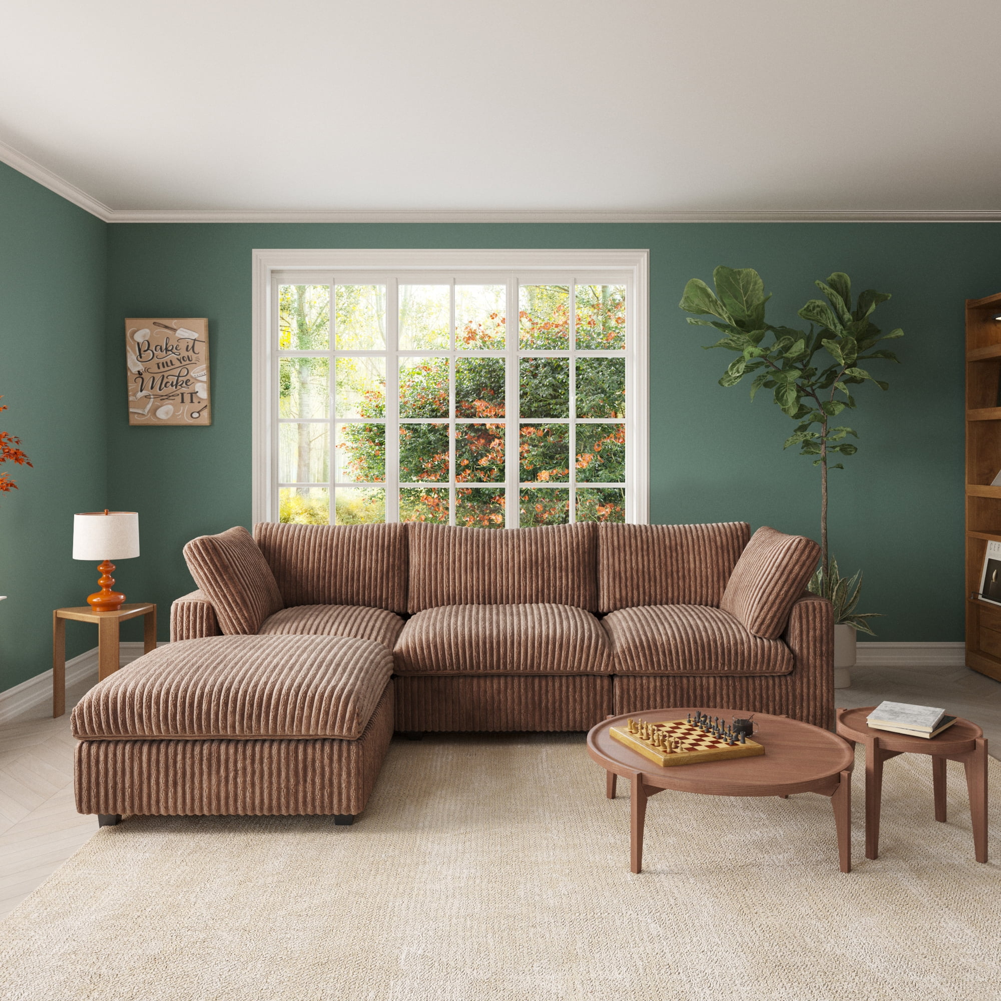 Modular Sectional Sofa,118.11" Oversized L Shaped Sofa with Ottoman ...