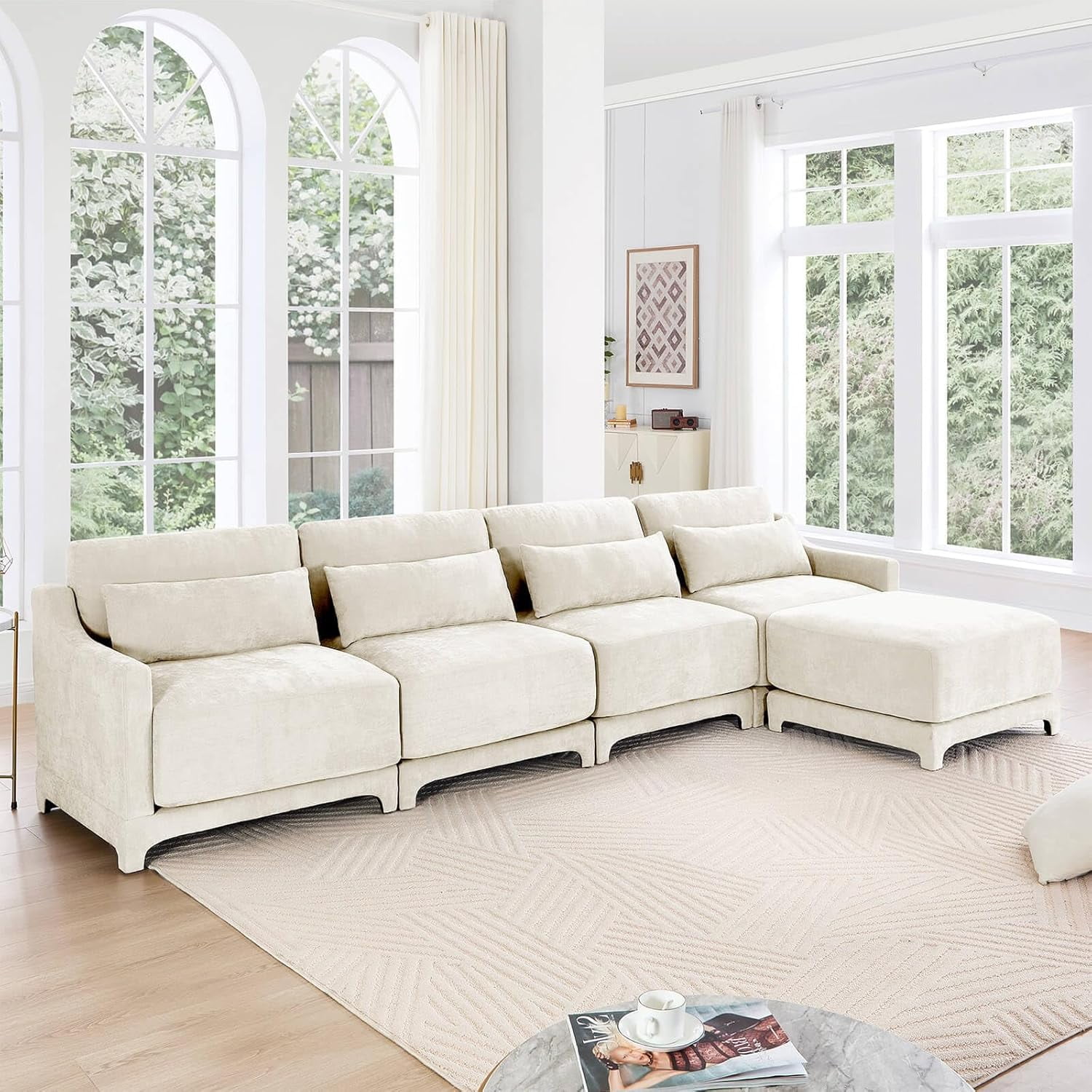 Modular Sectional Sofa 141.7'' L Shaped Couch, High Density Foam ...
