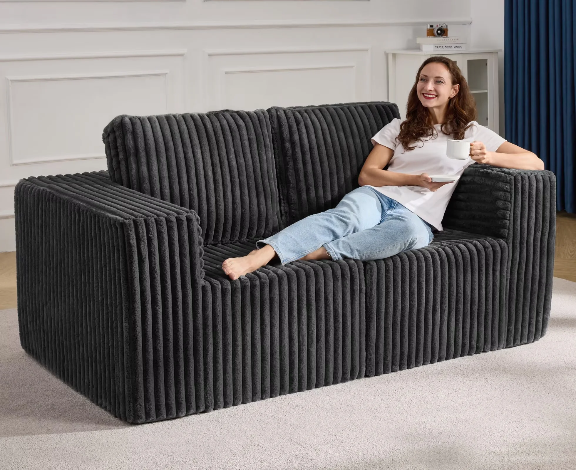 Modular Sectional Sofa 2 Seater Loveseat Modular Sofa Couch with Deep ...