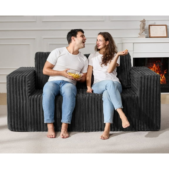 80" Foldable Sofa Bed, Space Saving Couch, Modular Sectional Sofa with ...