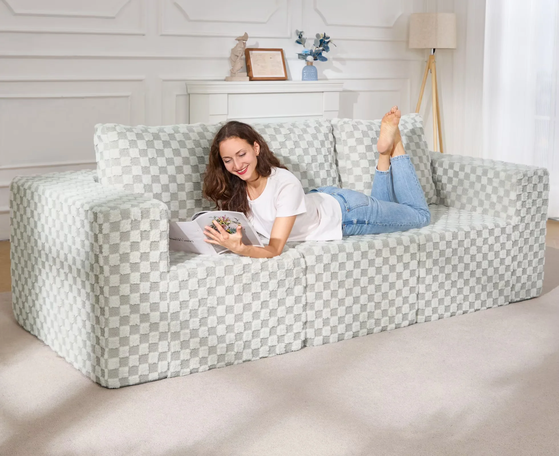 Modular Sectional Sofa 3-Seater Modular Sofa Couch with Deep Seat ...