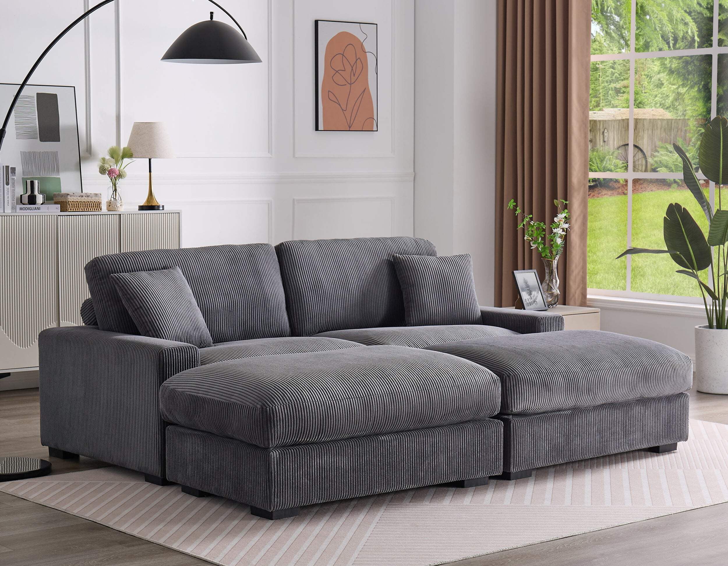 Modular Sectional Sofa,4 Seater Oversized Sectional Sofa, Corduroy ...