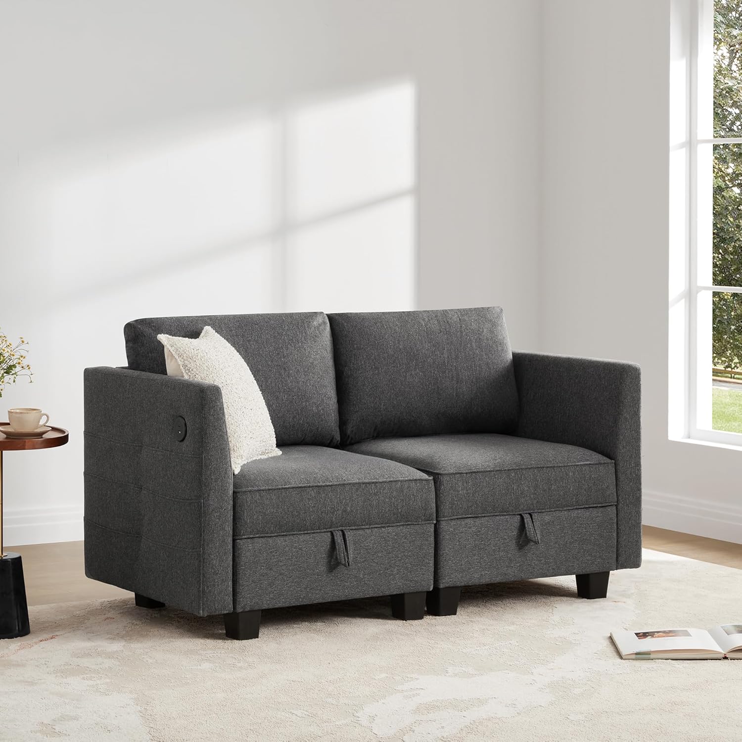 Modular Sectional Sofa 60" Loveseat with Storage Modern Convertible ...