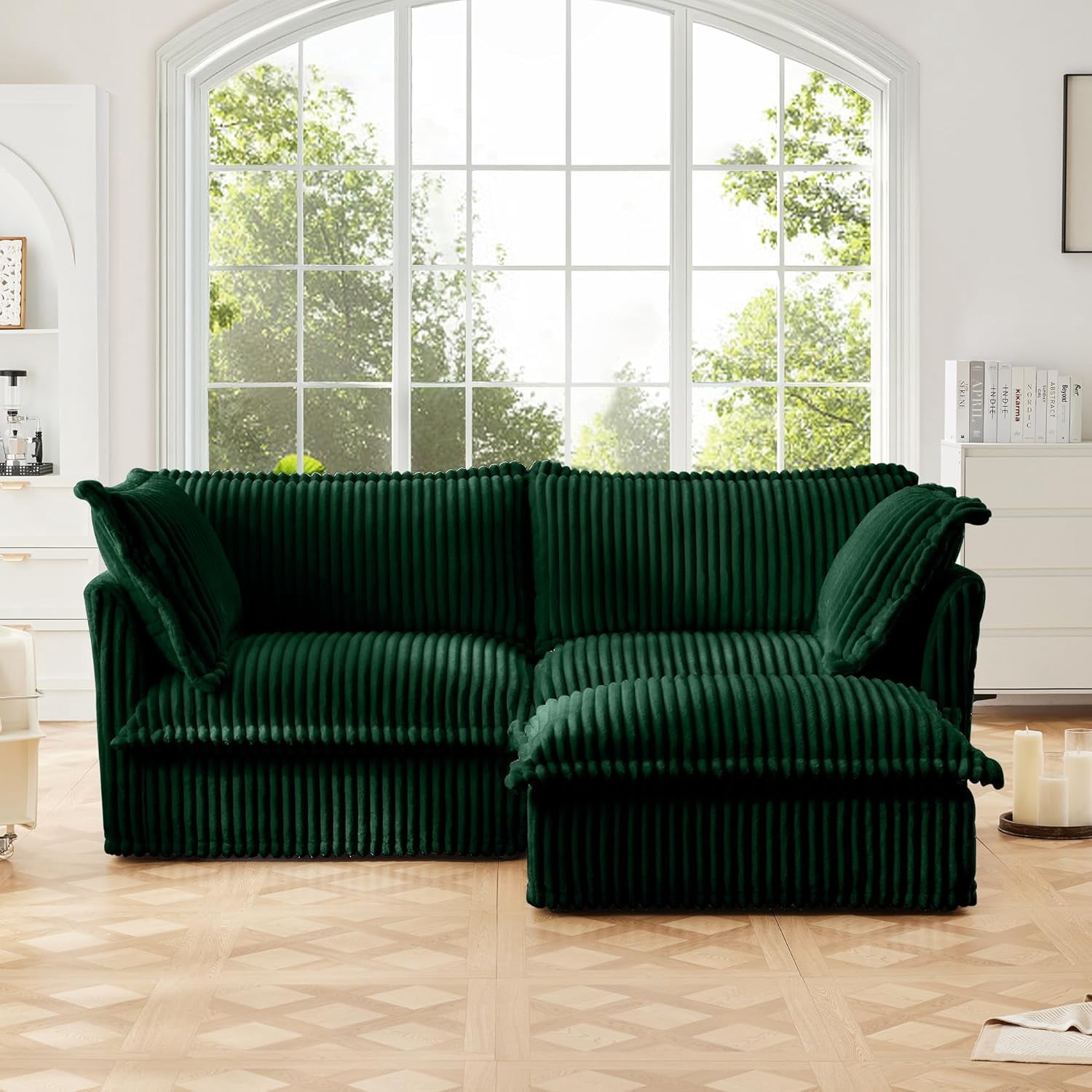 Modular Sectional Sofa, 83.4" L Shaped Comfy Corduroy Cloud Couch ...