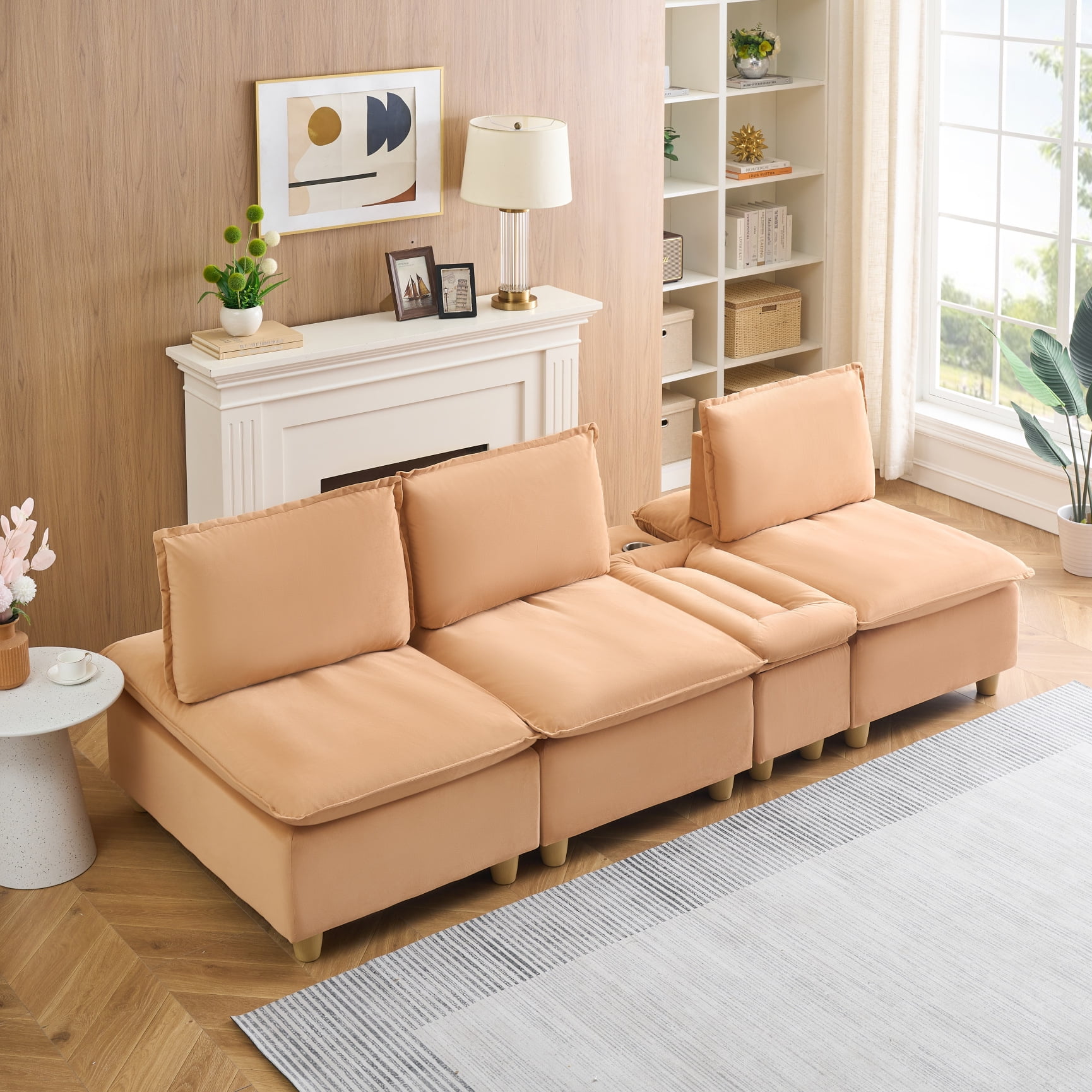 Modular Sectional Sofa with Adjustable Backrest, Convertible 2-Seat ...
