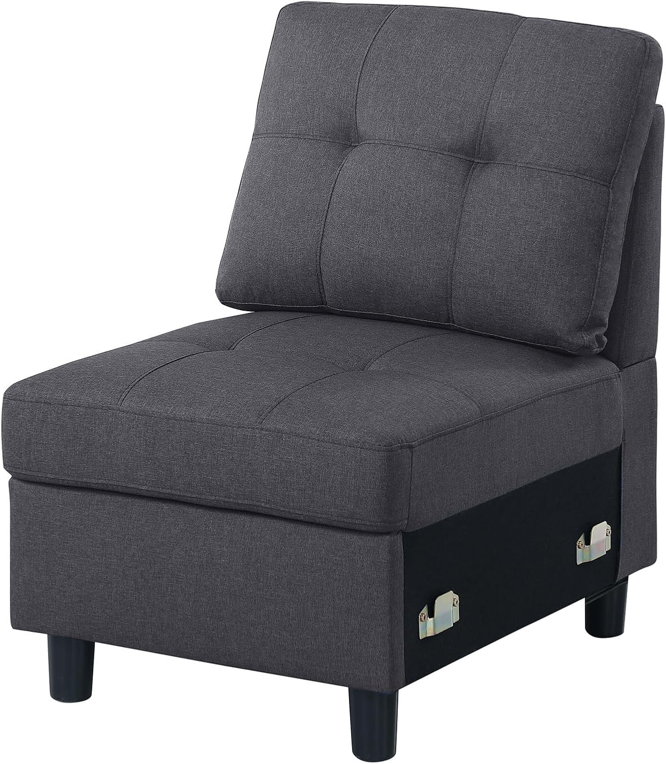 Modular Sectional Sofa with Armless Chair, Dark Gray L-Shaped Living ...