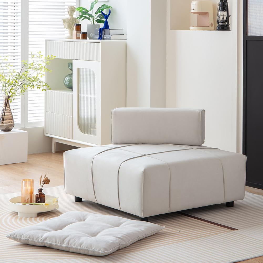 Modular Sectional Sofa, Armless Single Sofa with Removable Back Cushion ...