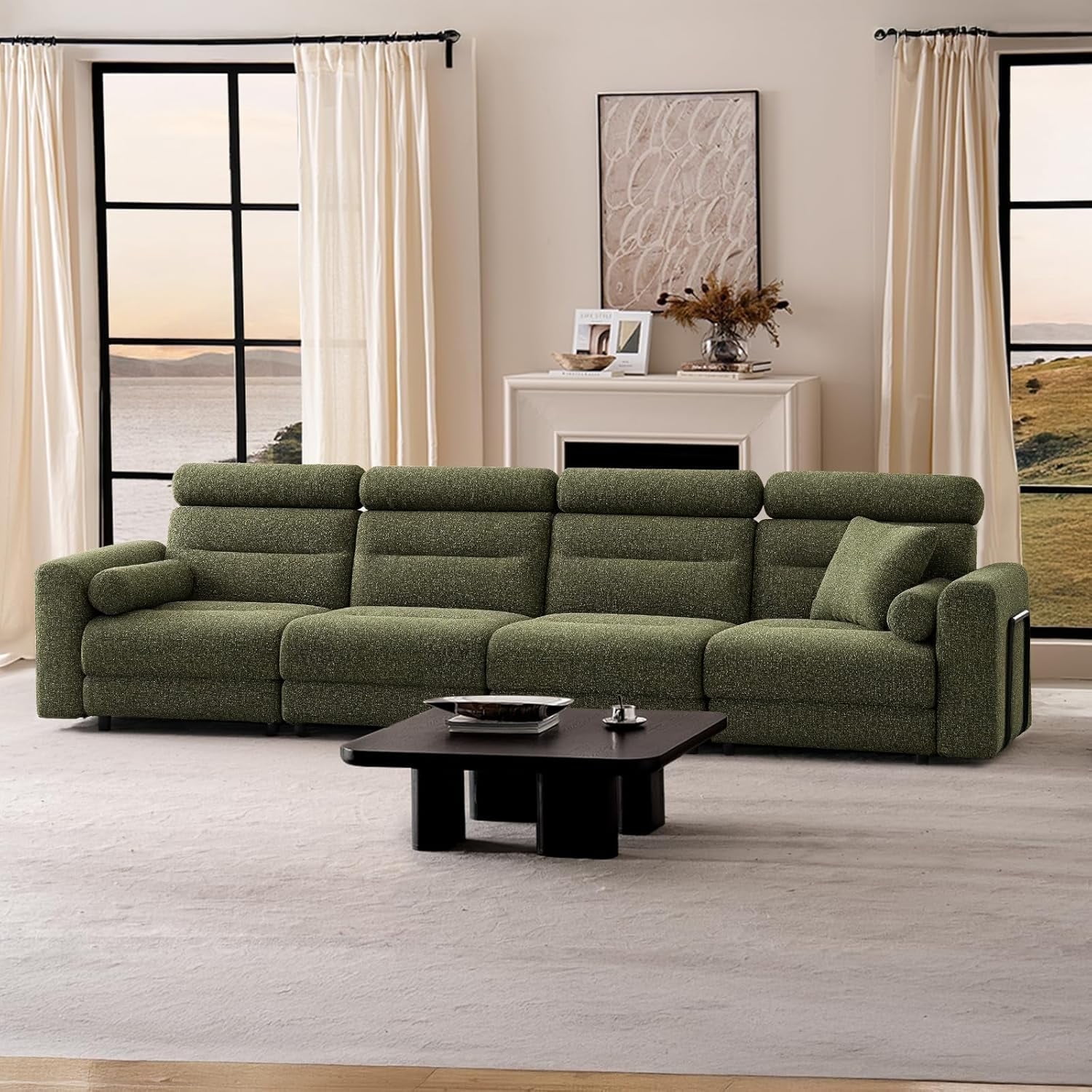 Tranqu Modular Sectional Sofa with Casters 23.6" Deep Seat Comfy Couch ...