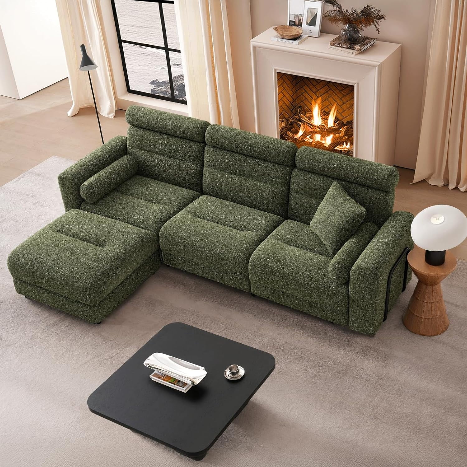 Modular Sectional Sofa with Casters 23.6" Deep Seat Comfy Couch ...