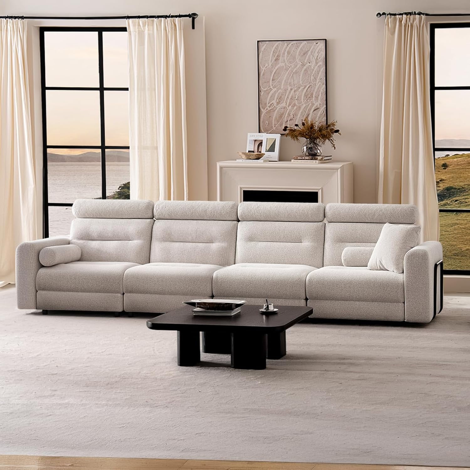 Modular Sectional Sofa with Casters 23.6" Deep Seat Comfy Couch ...