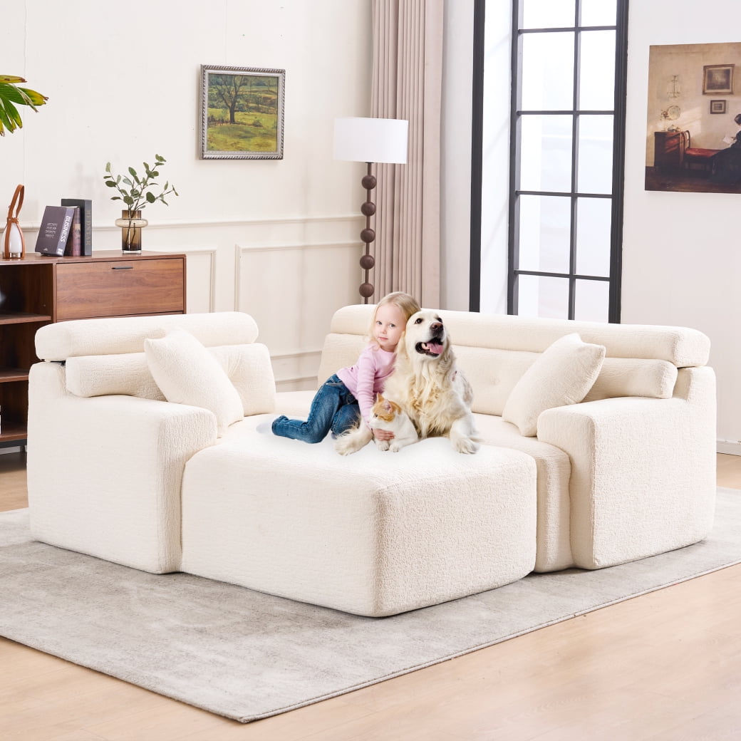 Modular Sectional Sofa, Chenille Sofa Lounge Chaise, Upholstered Free ...