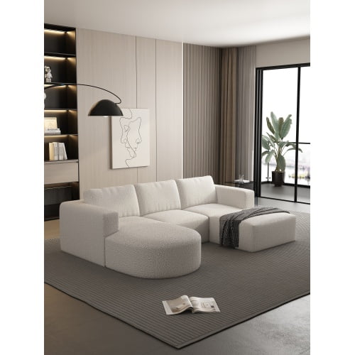 Modular Sectional Sofa Cloud Couch Sectional Sleeper Sofa Compression Comfy White Couch with ...