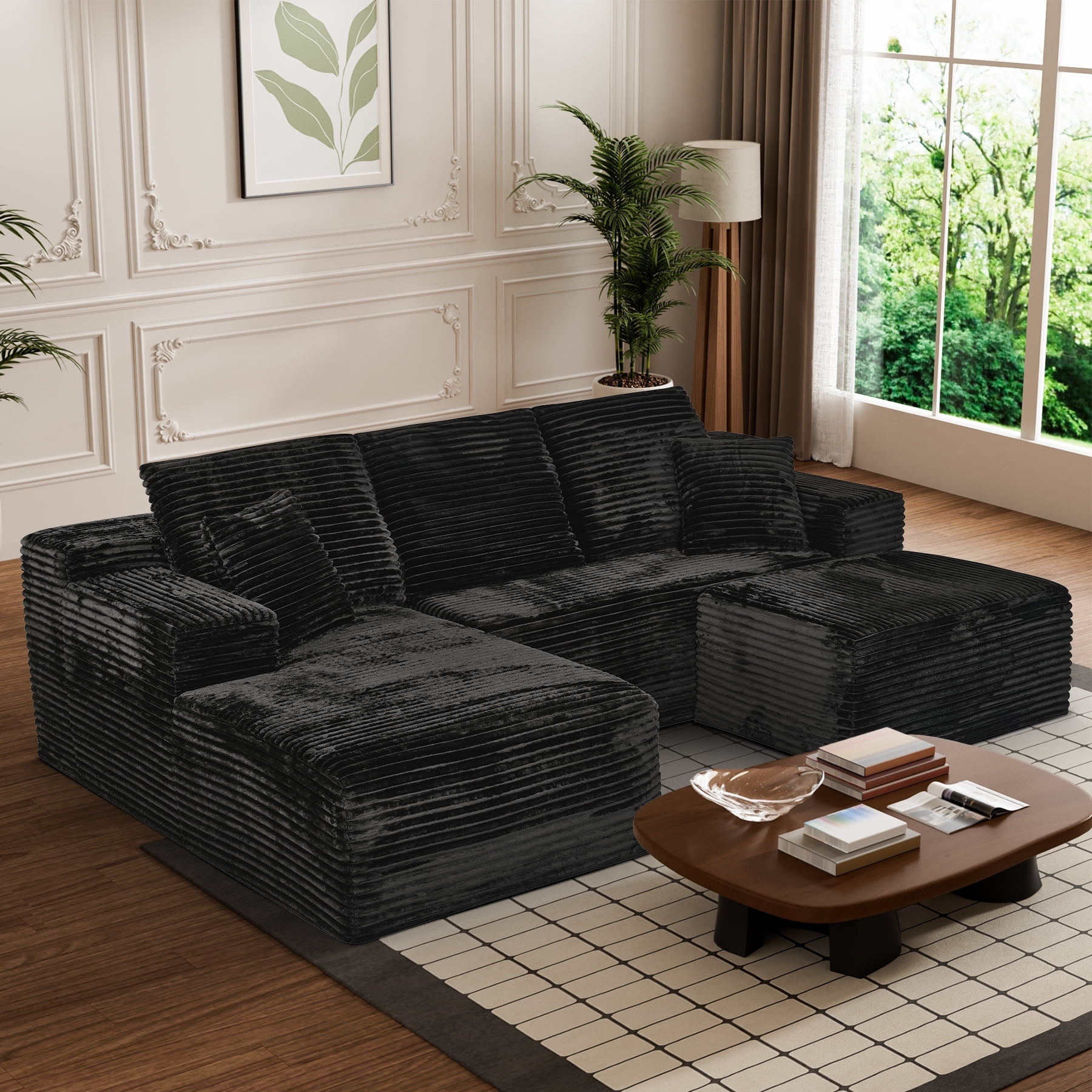 Modular Sectional Sofa Cloud Sectional Couch, 107" Comfy Fluffy U ...