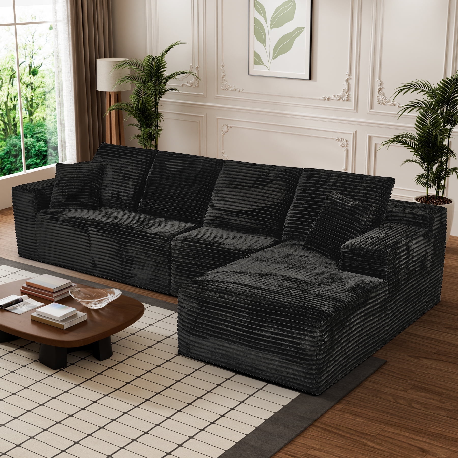 Modular Sectional Sofa Cloud Sectional Couch, 135" Comfy Fluffy L ...