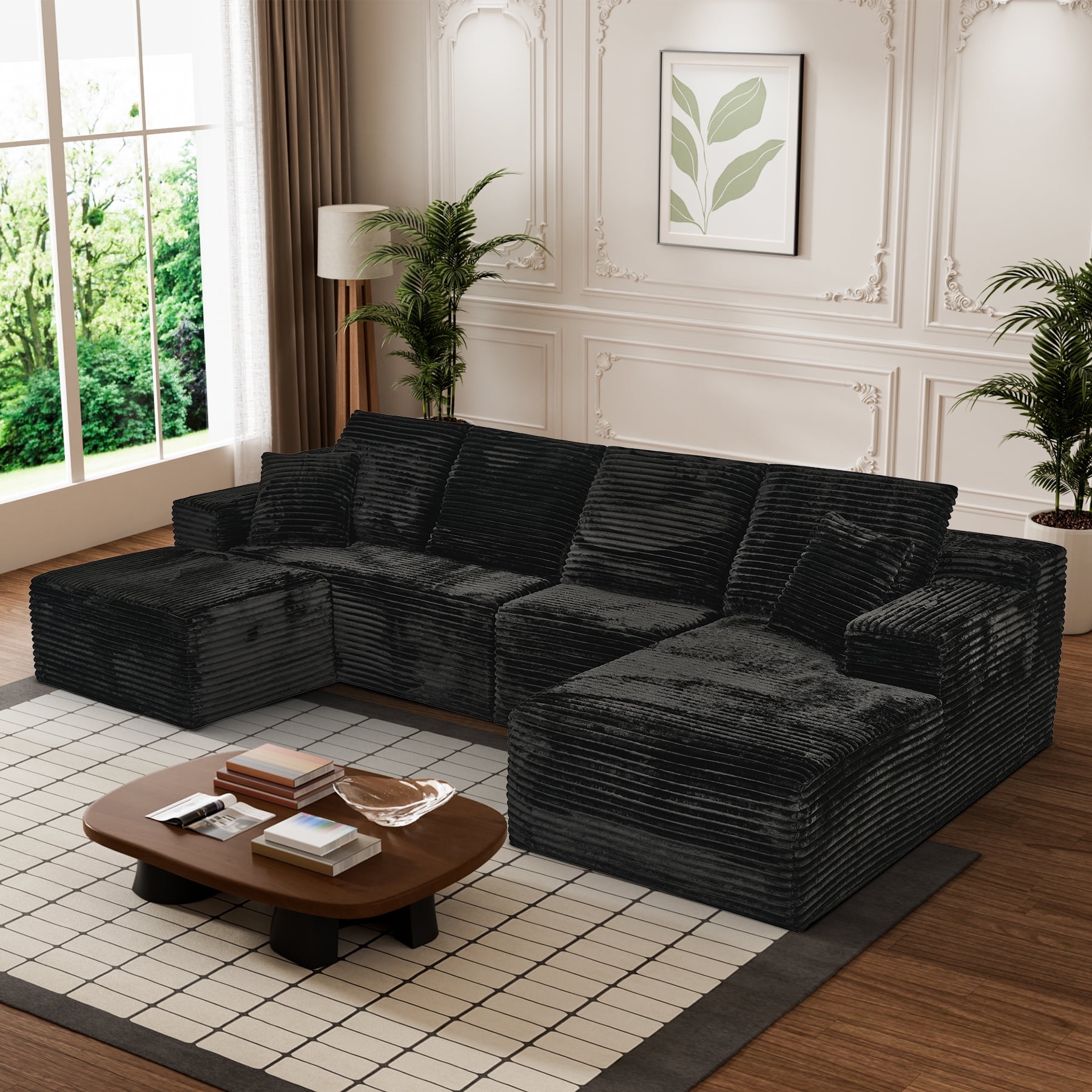Modular Sectional Sofa Cloud Sectional Couch, 135" Comfy Fluffy U ...