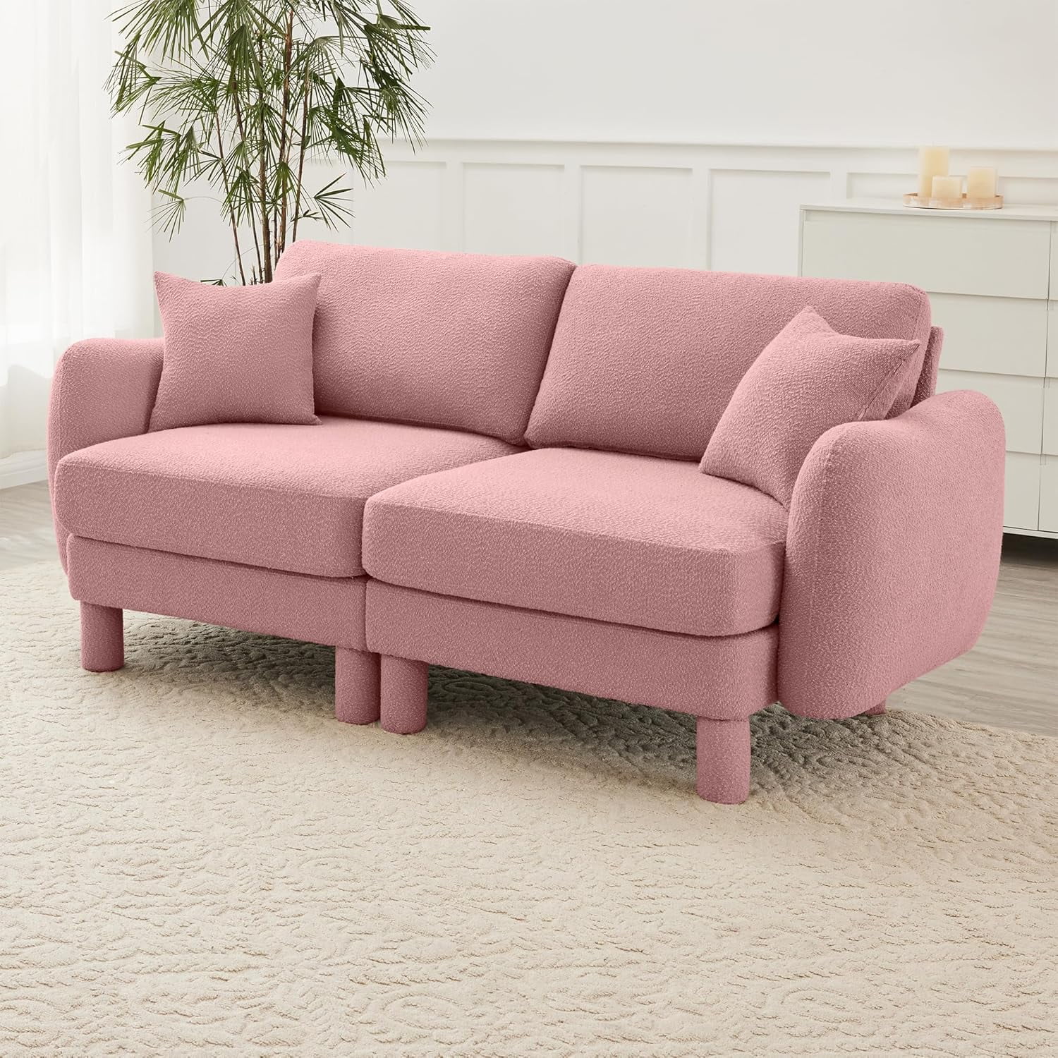 Modular Sectional Sofa, Comfy Boucle Fabric Loveseat Sofa, 2-Seater ...