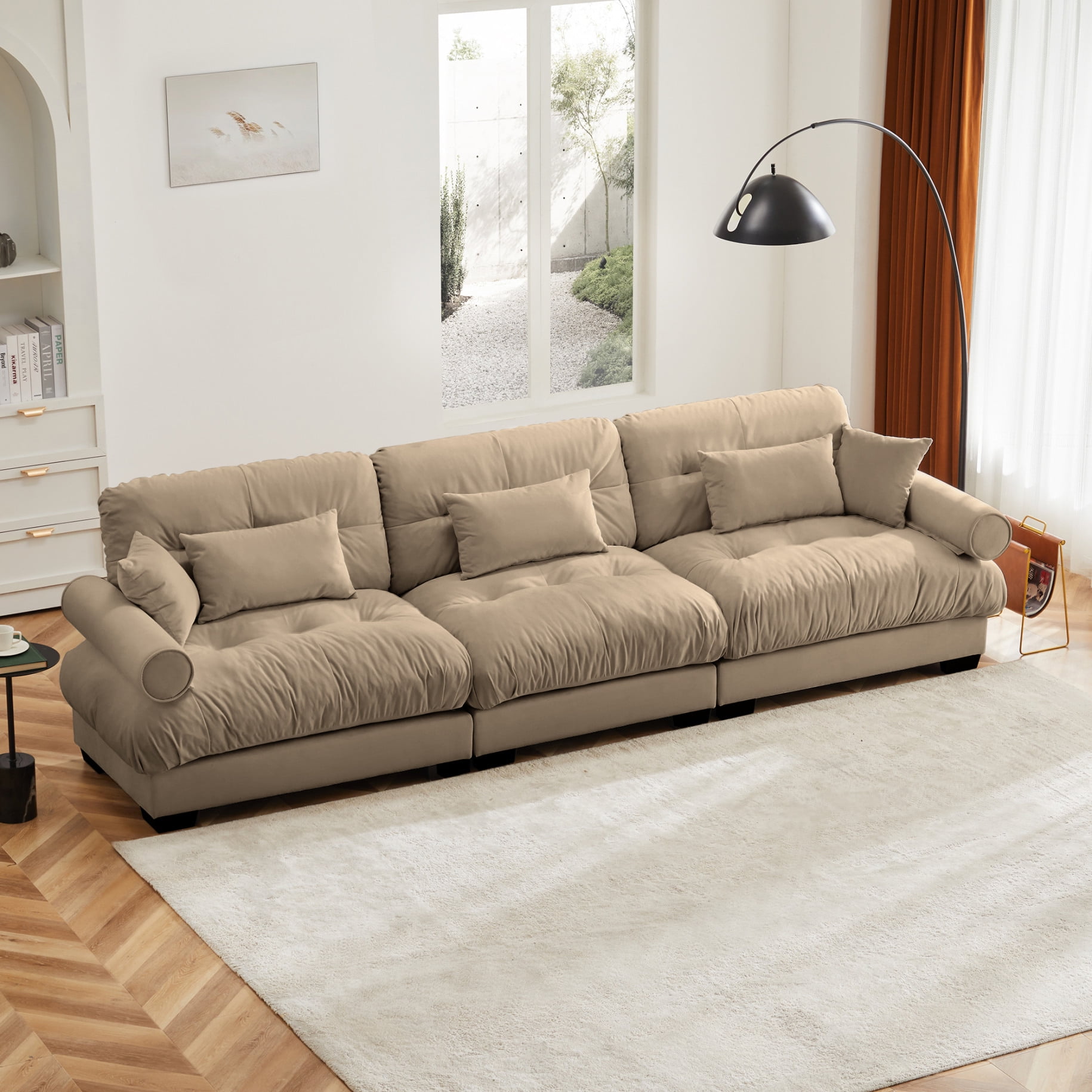 Modular Sectional Sofa with Convertible 3-Seat Design, Plush Vintage ...