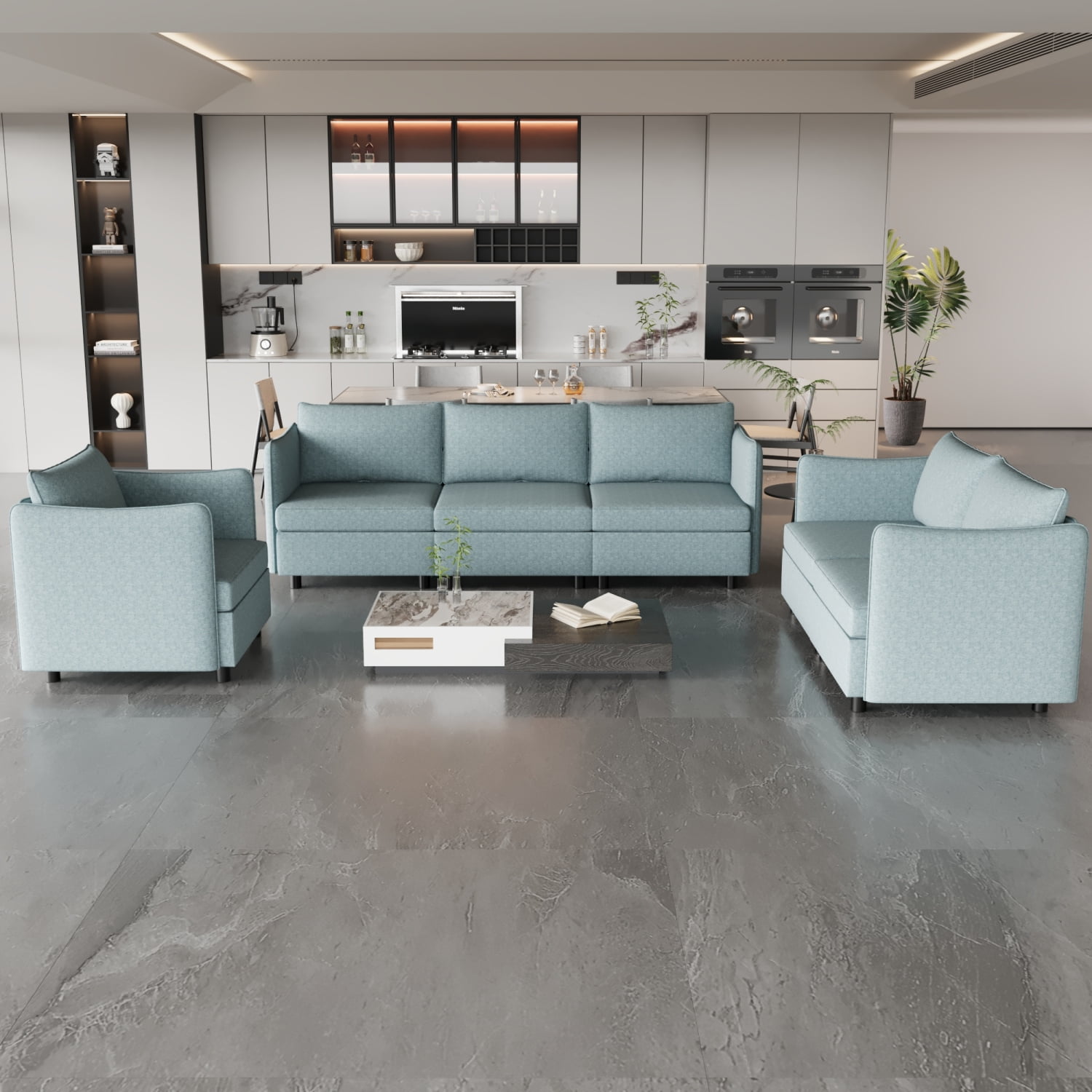 Modular Sectional Sofa Convertible Sofa Seat With Sets Including Three seater Sofa & Couches ...