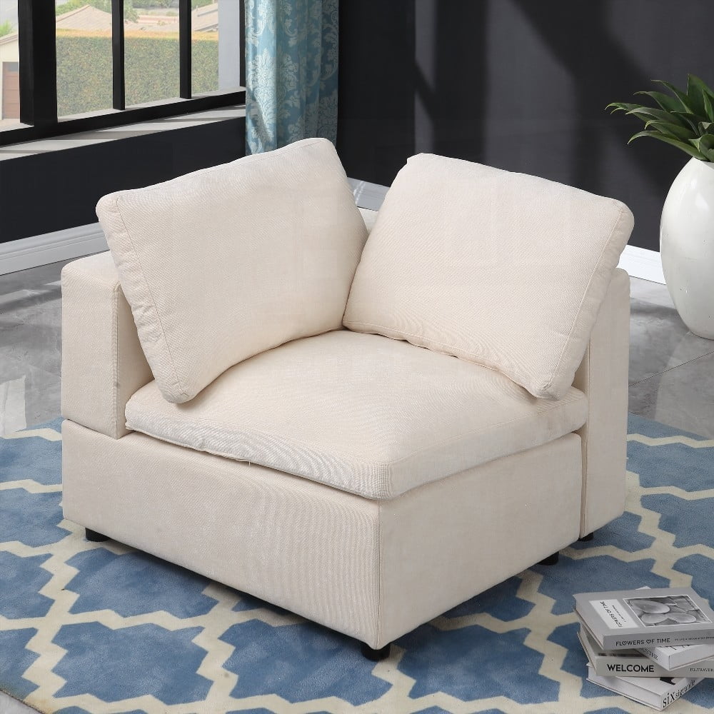 Modular Sectional Sofa Corner Seat Module - Chenille Beige, Versatile ...