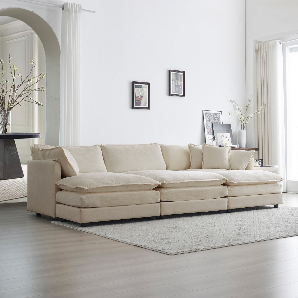 Modular Sectional Sofa Couch, 111.42" Deep Seat Cloud Sofa Sleeper with ...