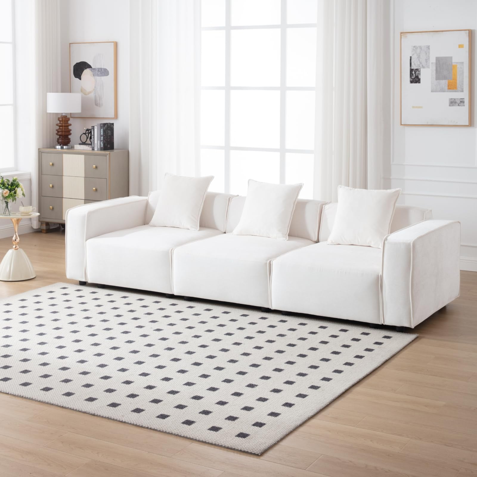 Modular Sectional Sofa Couch, 3 Seat Modern Minimalist Sofa Set with ...