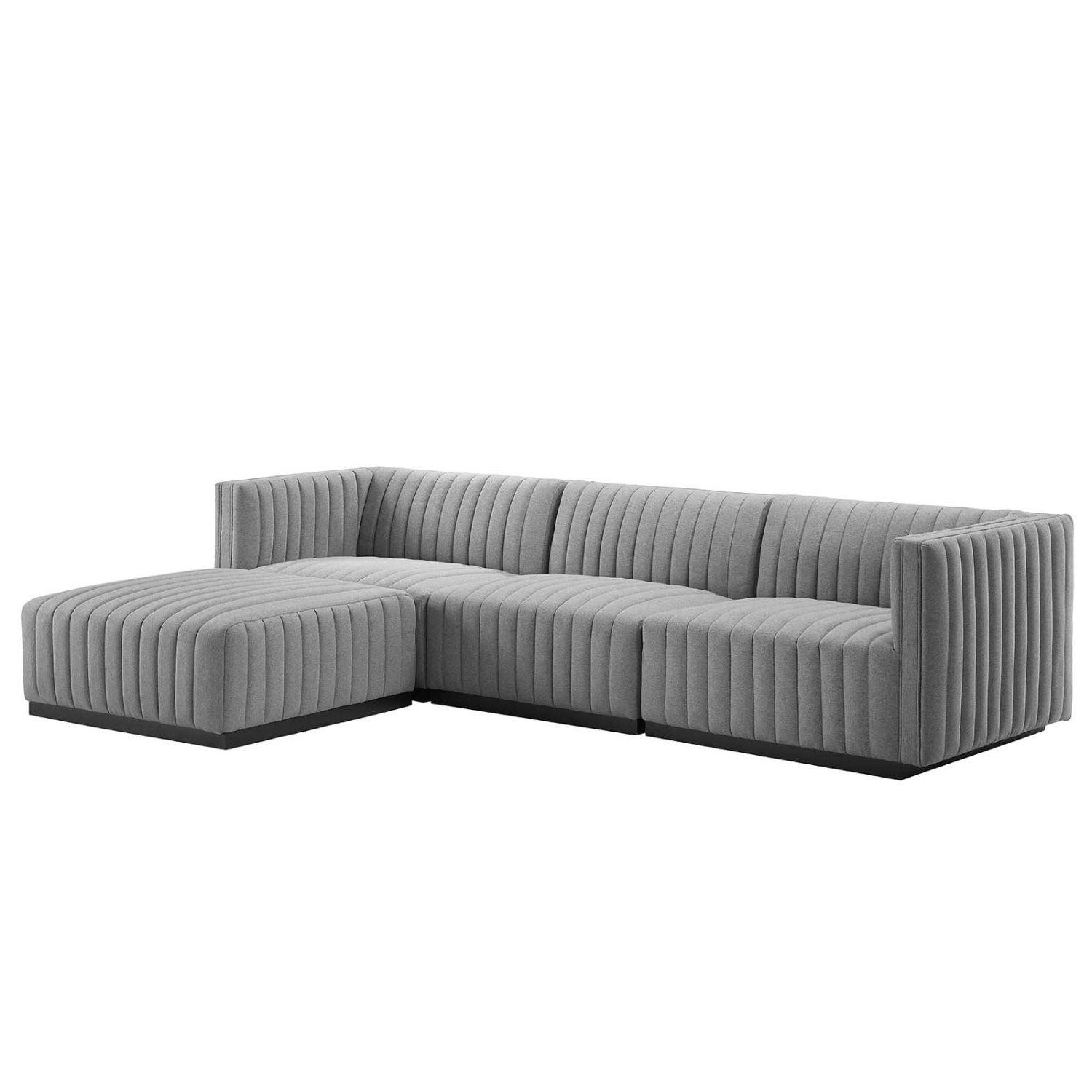 Modular Sectional Sofa Couch, Black Grey Gray, Fabric, French Living ...