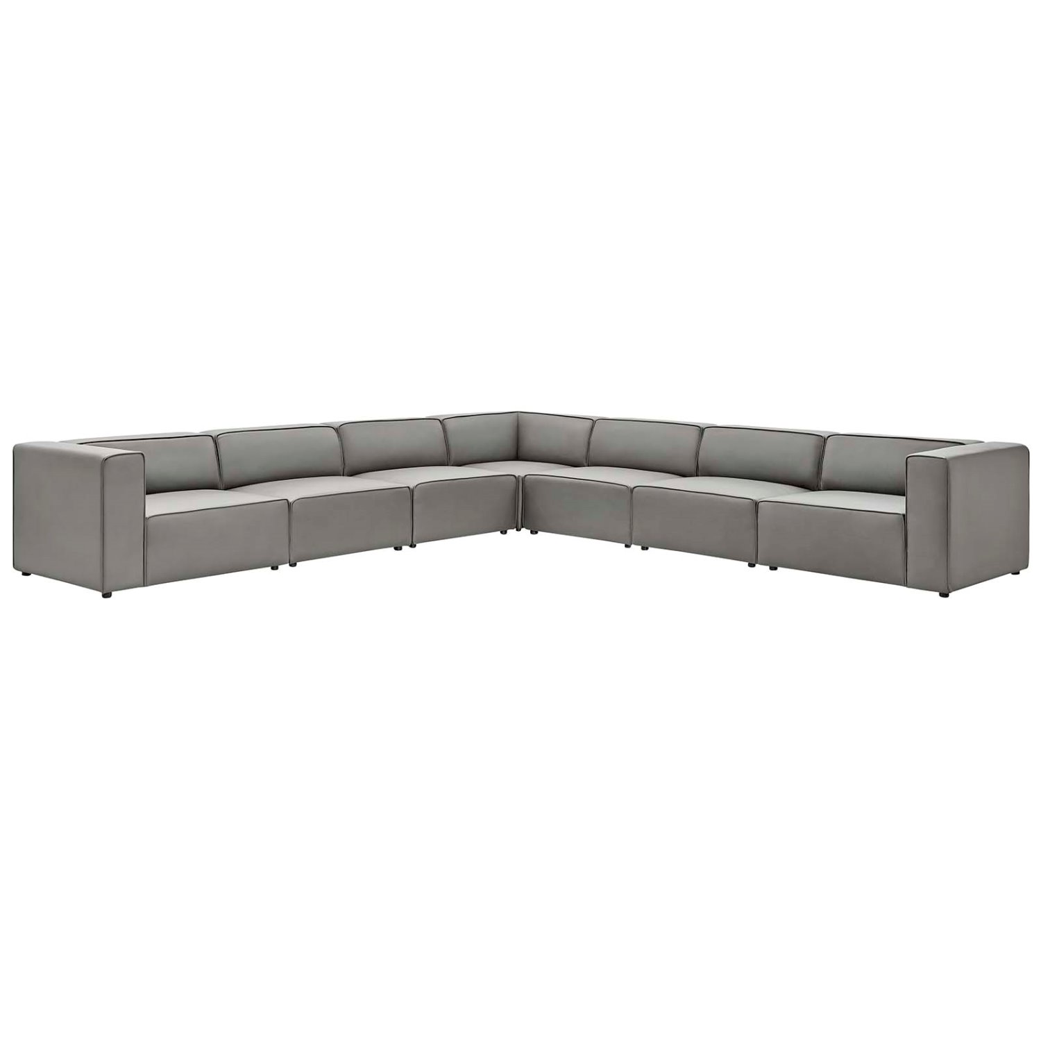 Modular Sectional Sofa Couch, Grey Gray, Vegan Leather, Living Kitchen ...