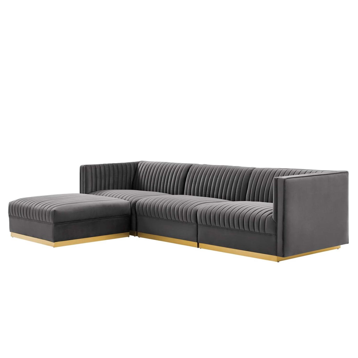 Modular Sectional Sofa Couch, Grey Gray, Velvet, Living Kitchen Cafe ...