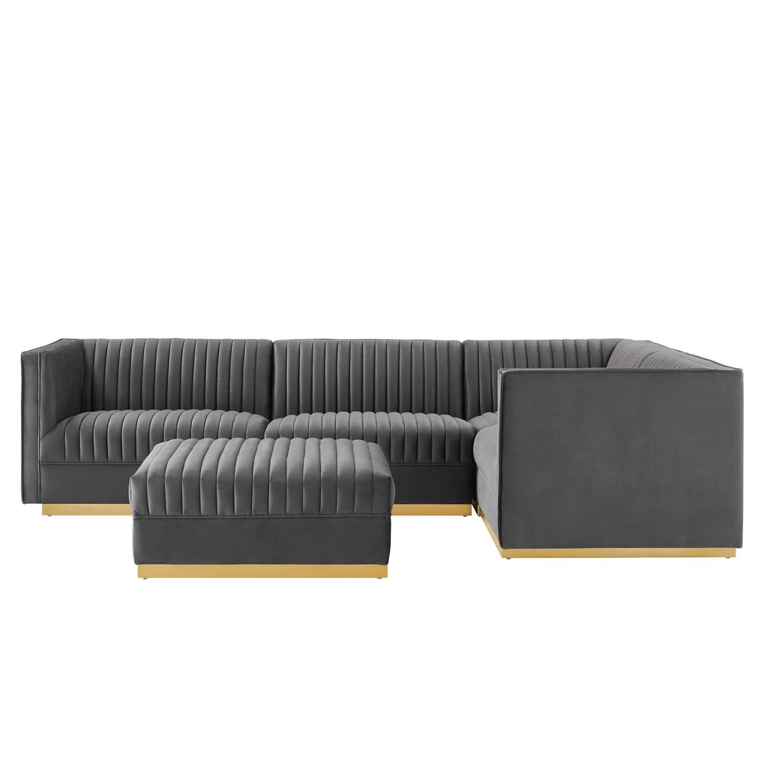 Modular Sectional Sofa Couch, Grey Gray, Velvet, Living Kitchen Cafe ...