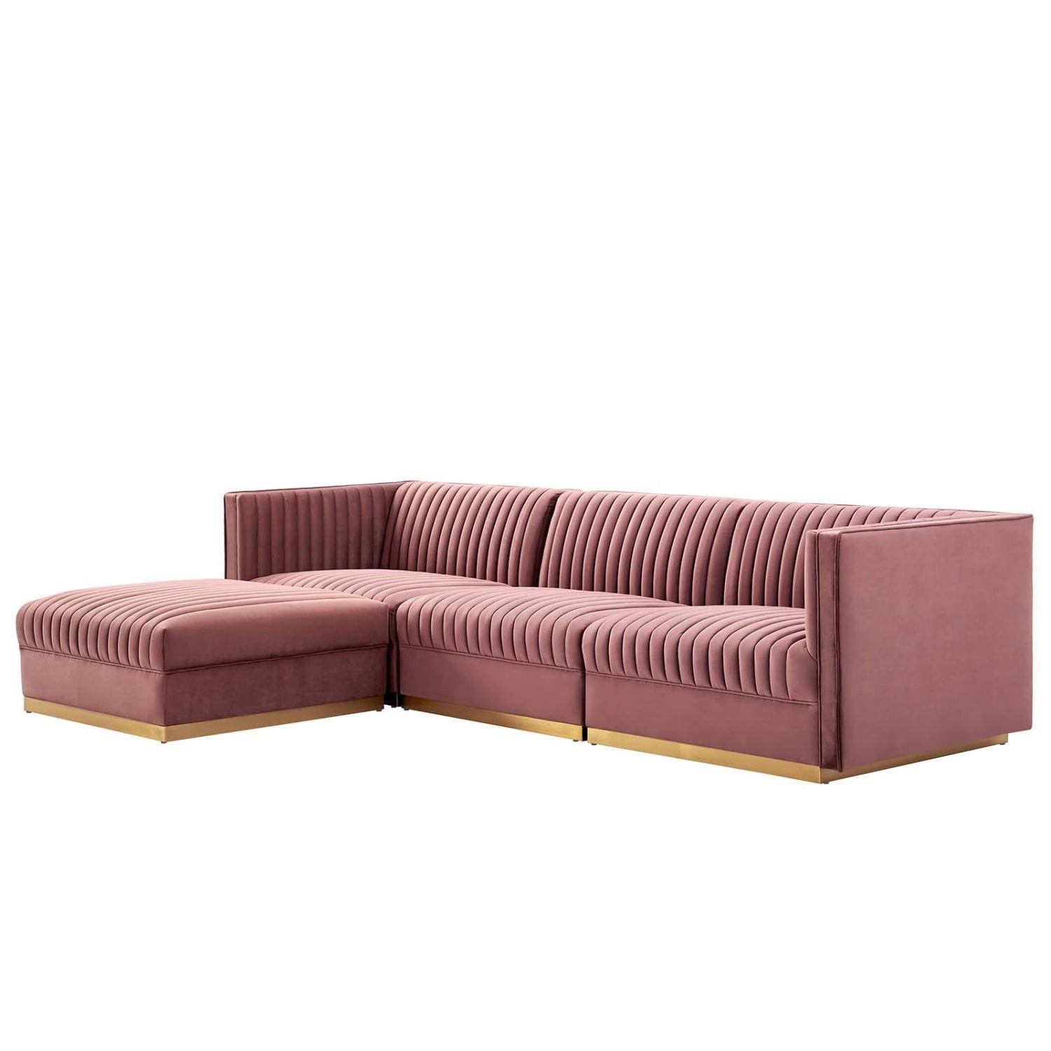Modular Sectional Sofa Couch, Pink, Velvet, Living Kitchen Cafe Bistro ...