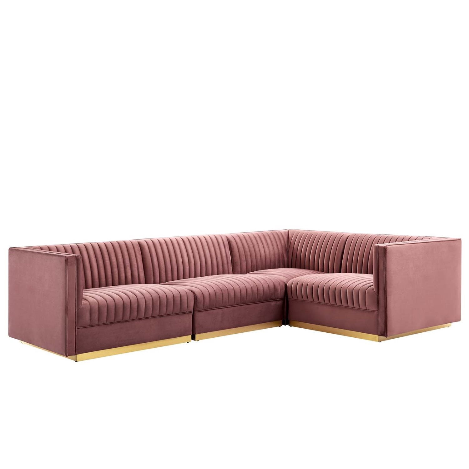 Modular Sectional Sofa Couch, Pink, Velvet, Living Kitchen Cafe Bistro ...