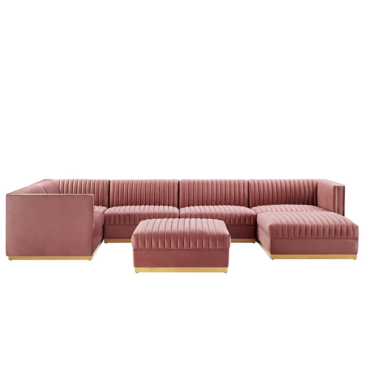 Modular Sectional Sofa Couch, Pink, Velvet, Living Kitchen Cafe Bistro ...