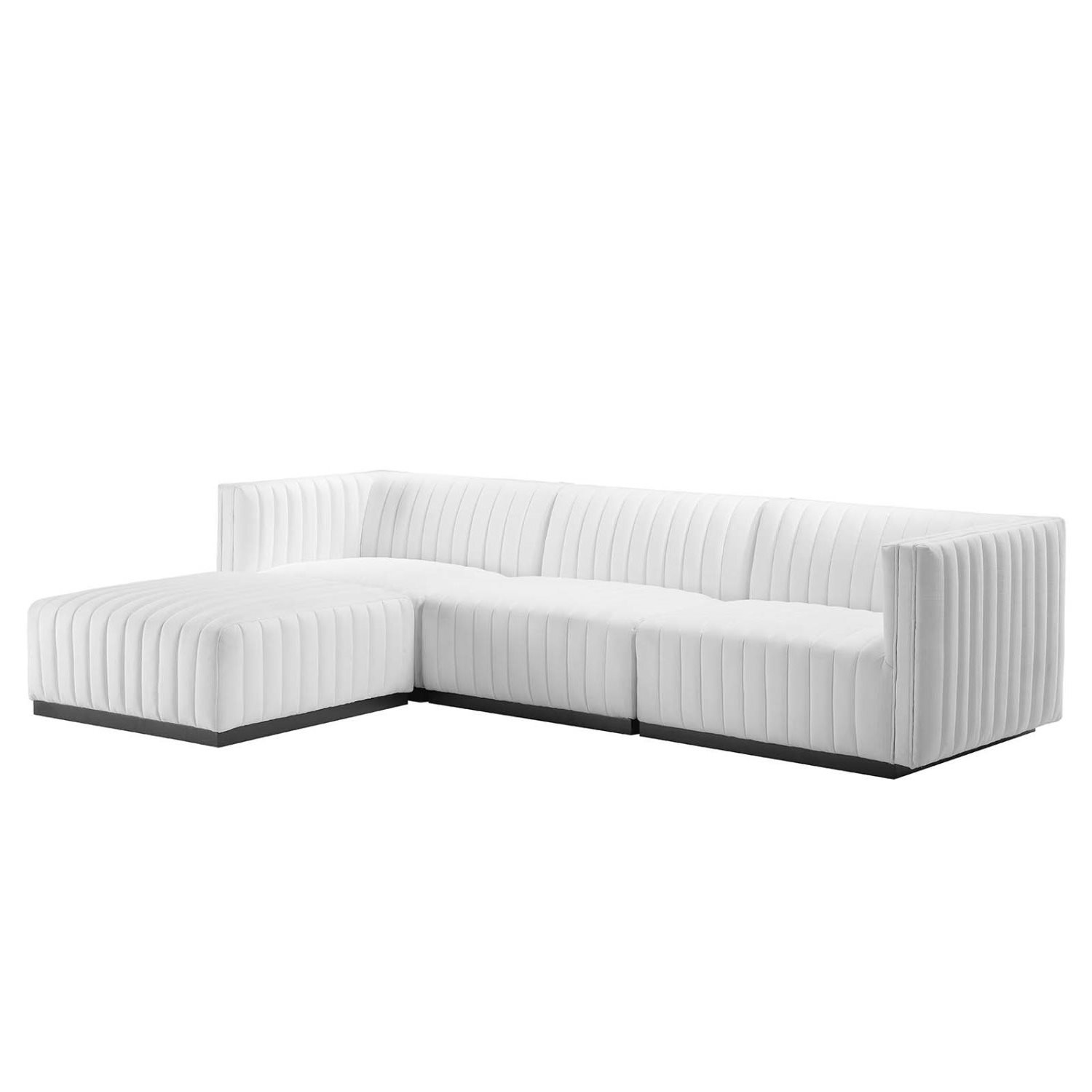 Modular Sectional Sofa Couch, White Black, Fabric, French Living Lounge ...