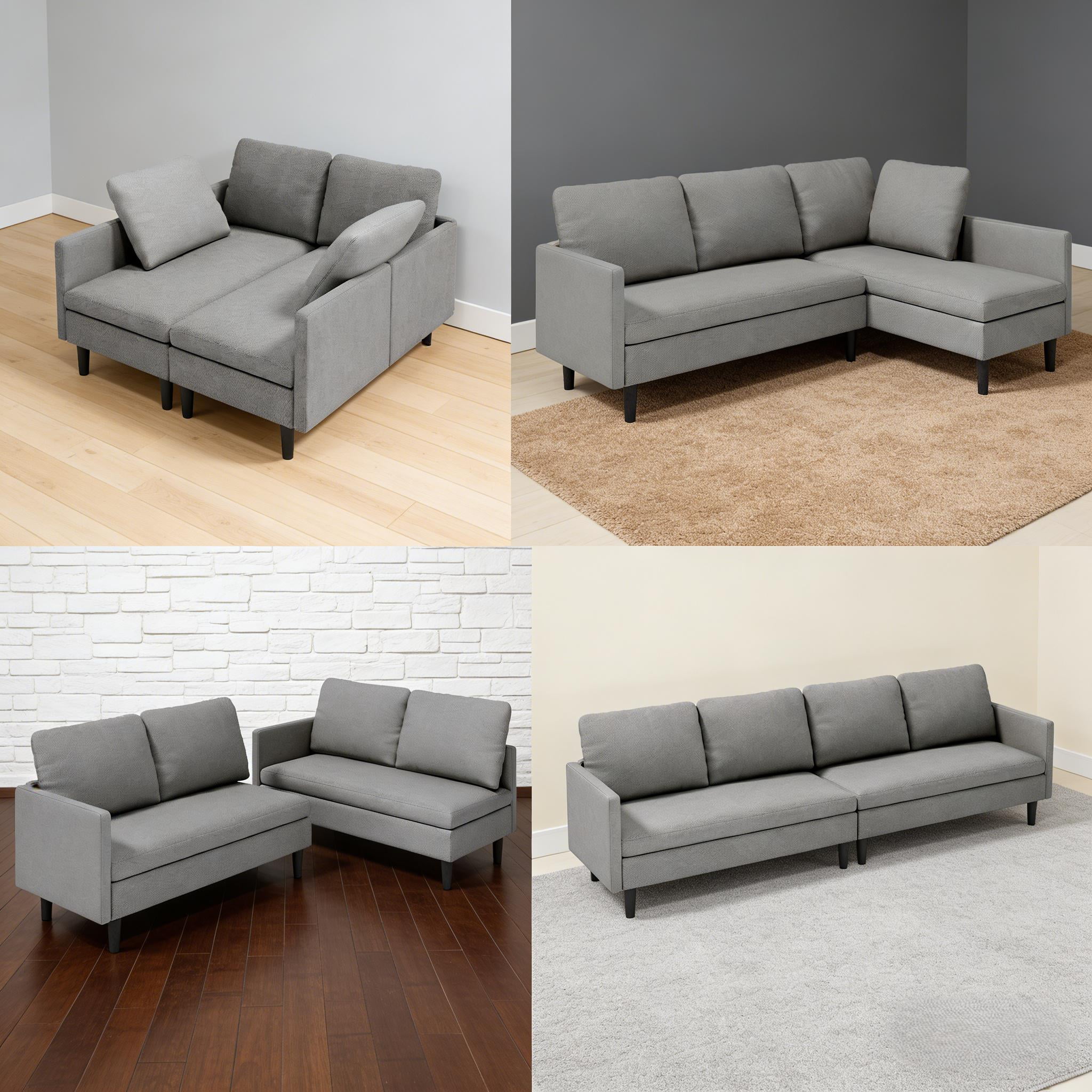 Modular Sectional Sofa, Customizable L-Shape, Tool-Free Assembly ...