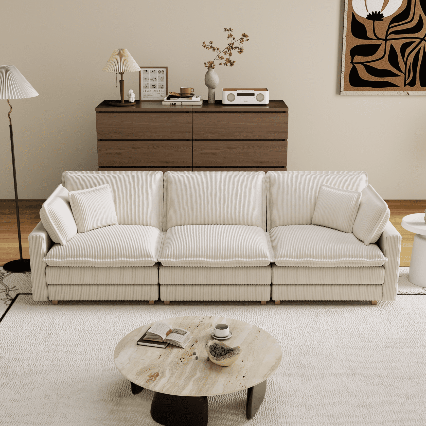 Modular Sectional Sofa, Deep Seat Couch for Living Room with 4 Pillow ...
