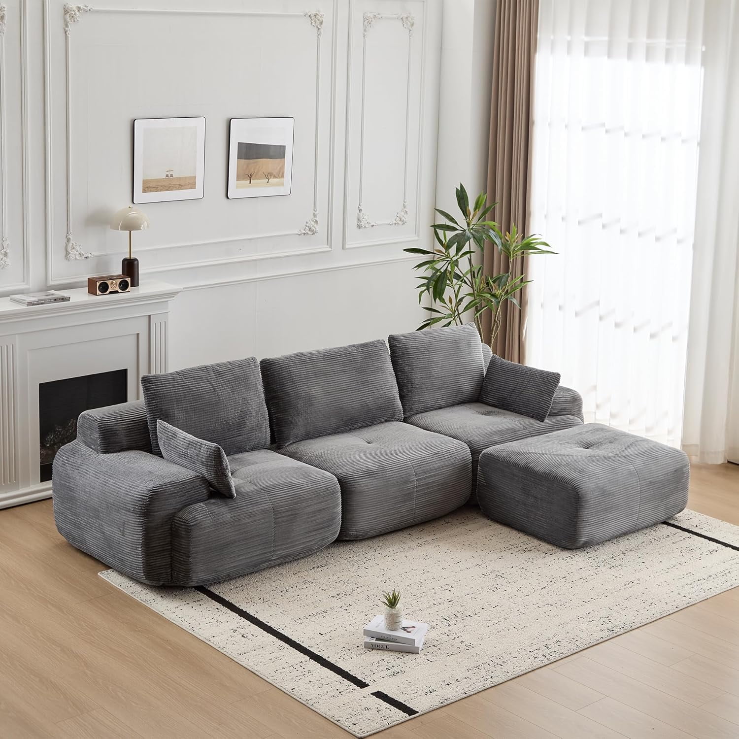 Modular Sectional Sofa, Grey Boneless Sofa Couch, Cloud Sectional ...
