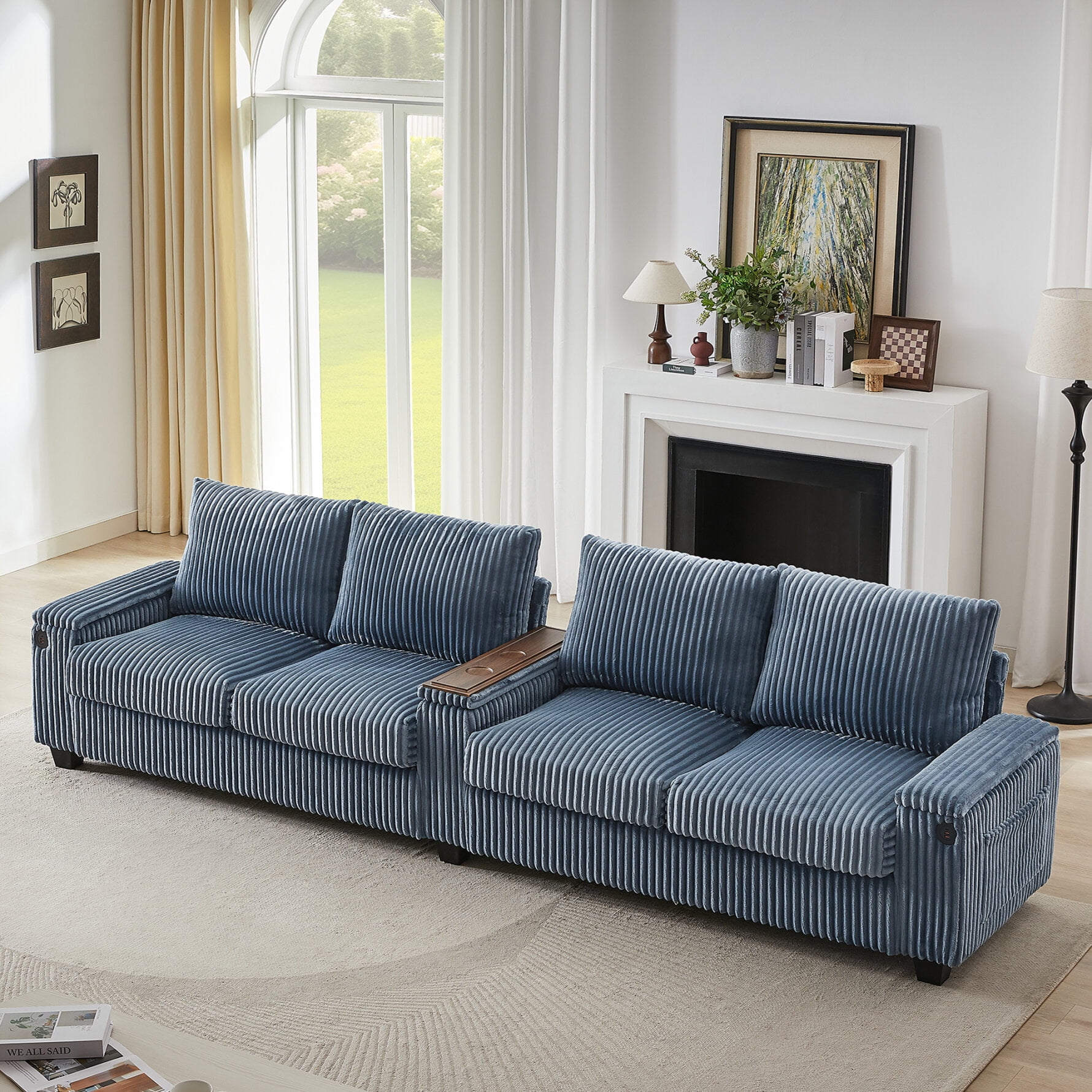 Modular Sectional Sofa with Integrated USB Ports & Storage Armrests, 4 ...