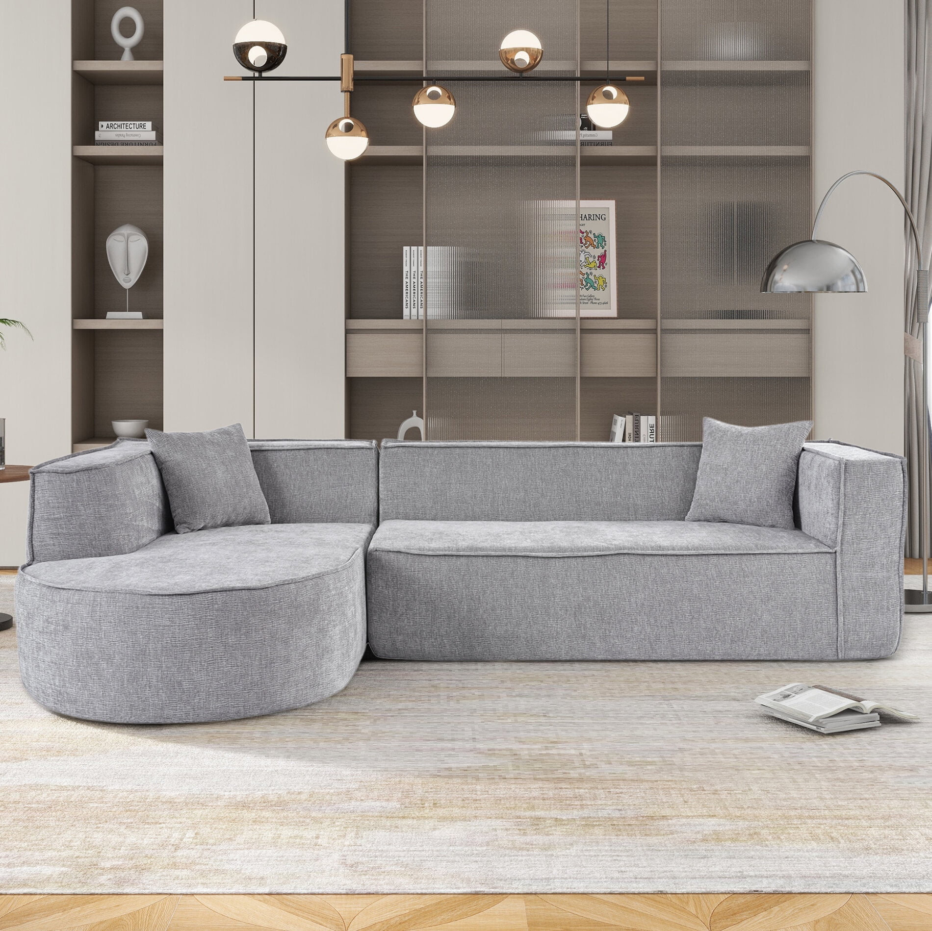 Modular Sectional Sofa with L-Shape Chaise, Luxurious Chenille Sponge ...