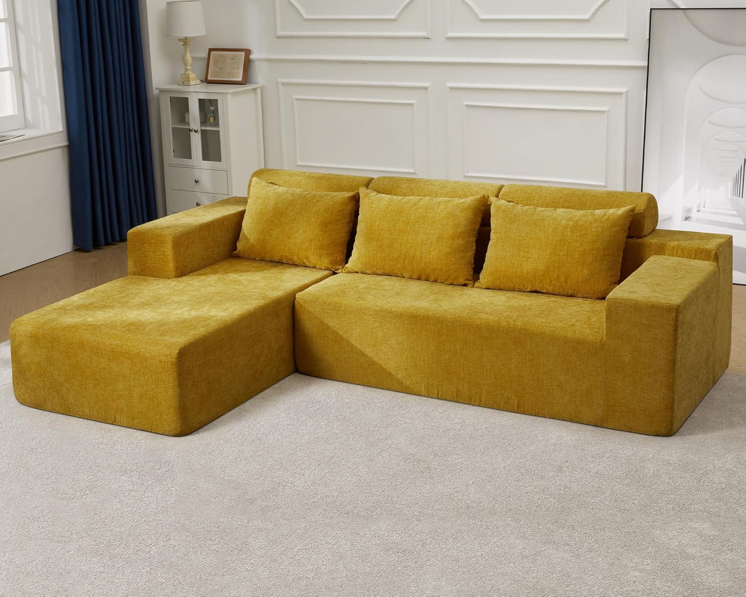 Modular Sectional Sofa L-Shape Couch 3 Seat Modular Sofa Memory Foam ...