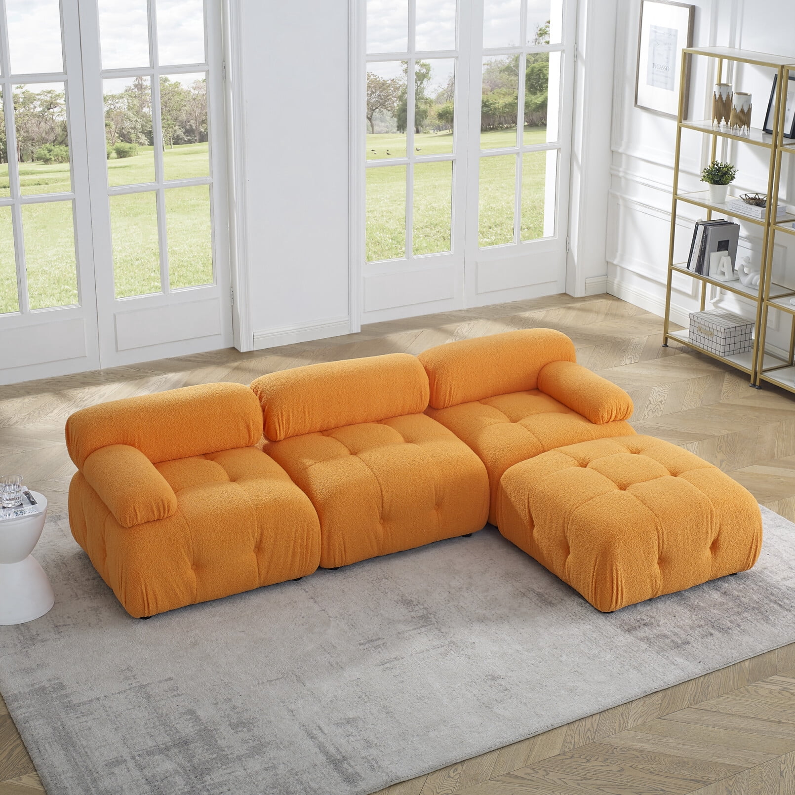 Modular Sectional Sofa, L-Shaped Teddy Fabric Convertible Couches with ...