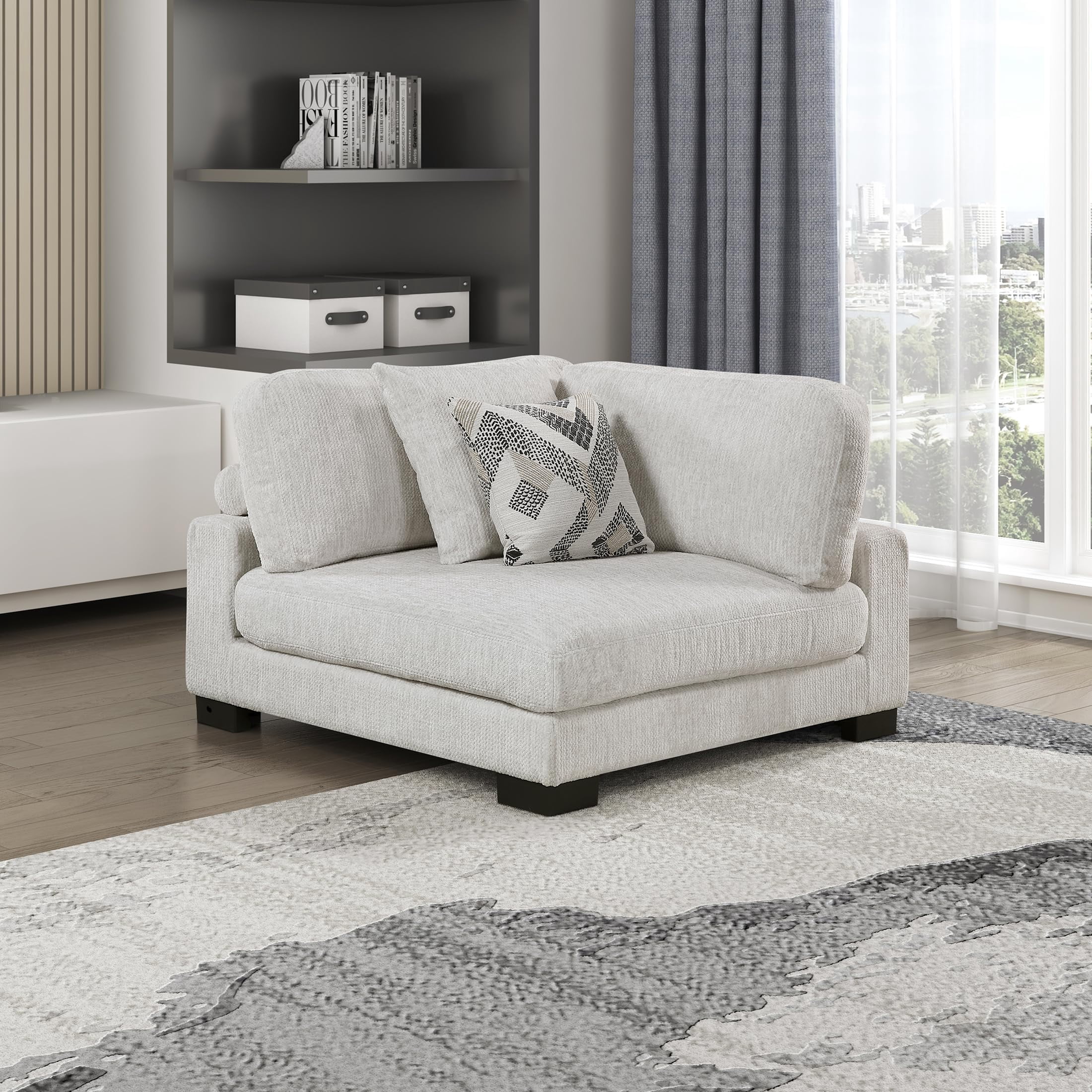 Modular Sectional Sofa for Living Room, Textured Microfiber Corner Seat ...