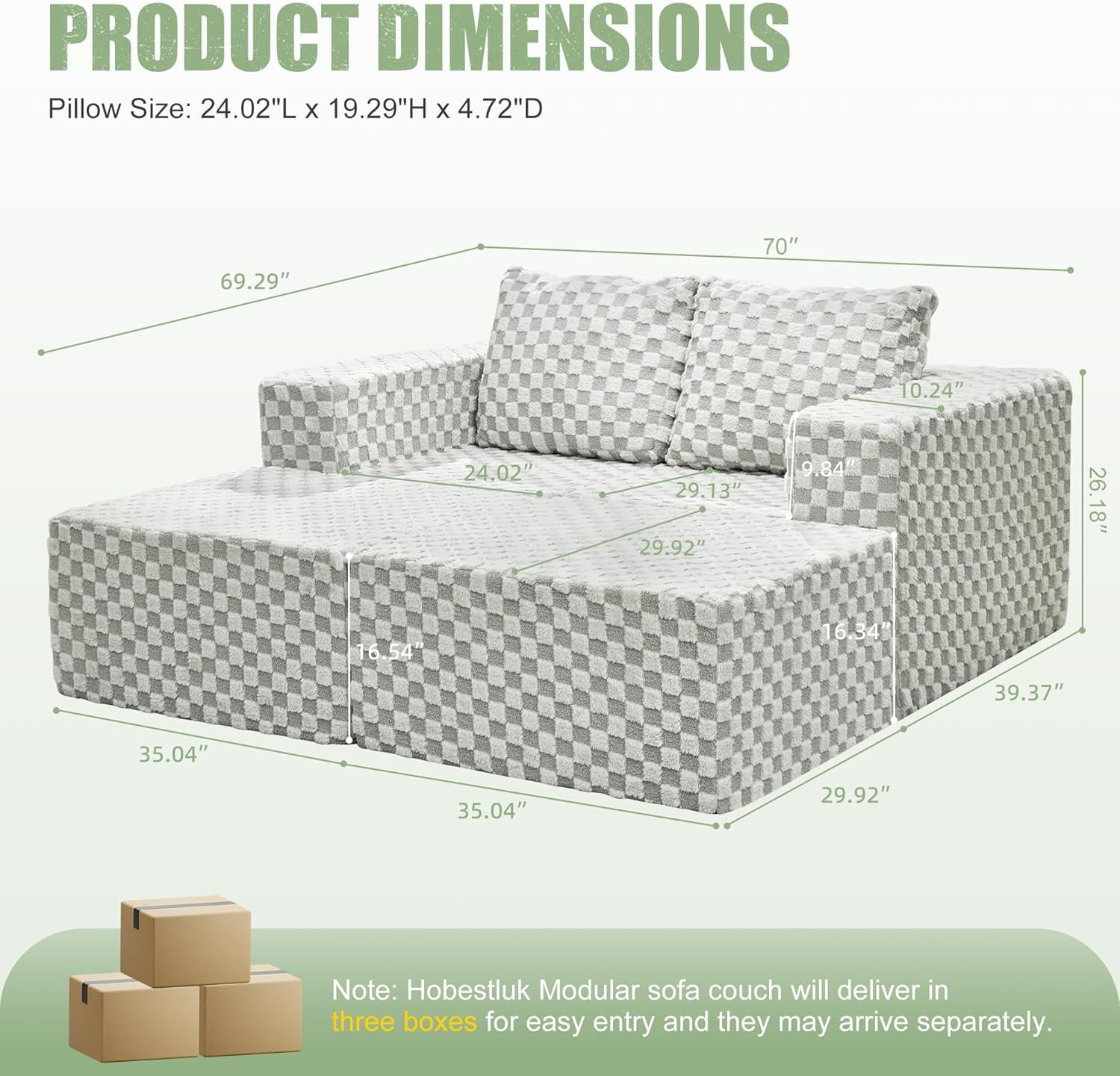 Modular Sectional Sofa Memory Foam Couch Sofa Bed Loveseat with Chaises ...